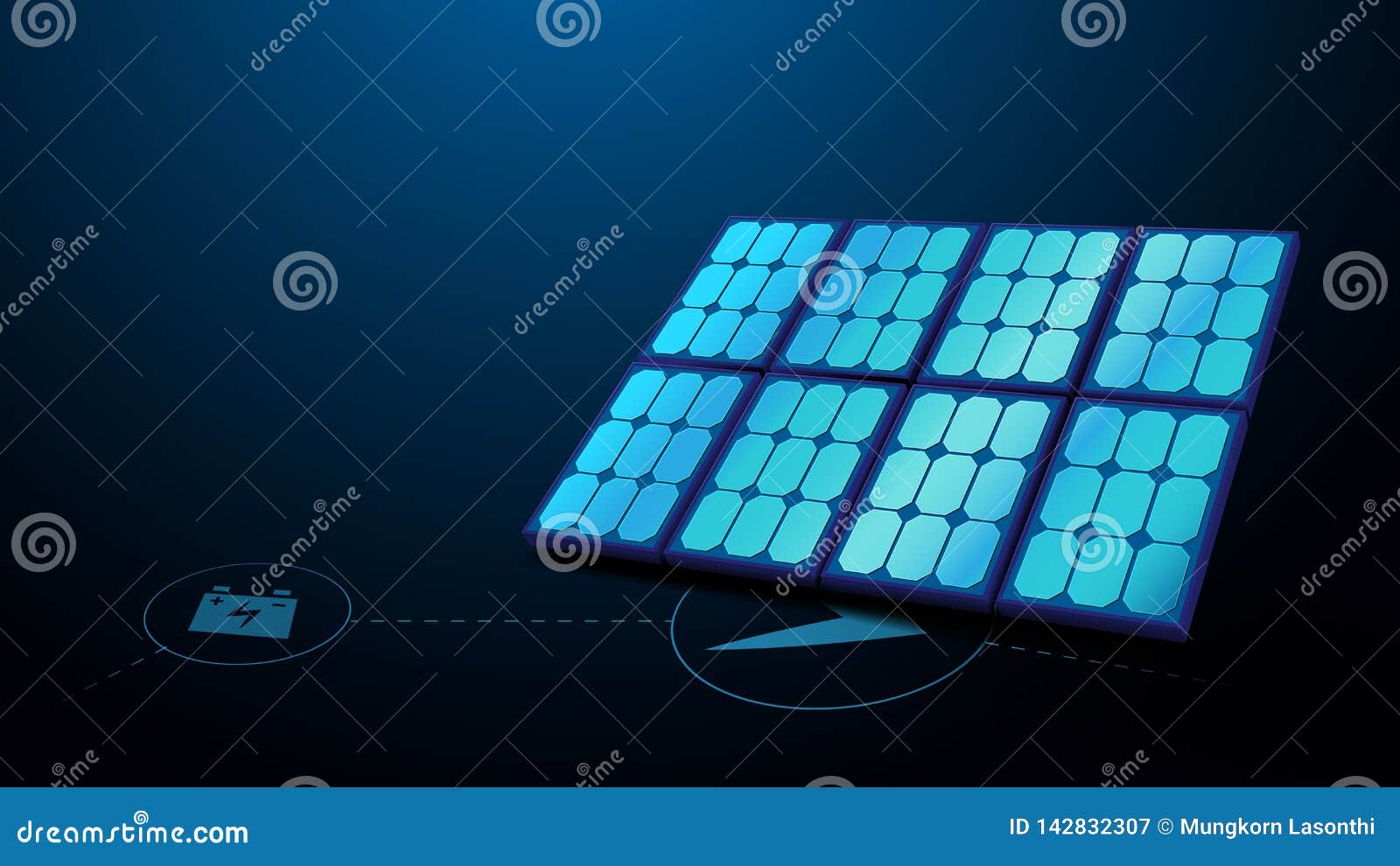 Solar Panel with Energy Technology Icons. Ecology Concept Background ...