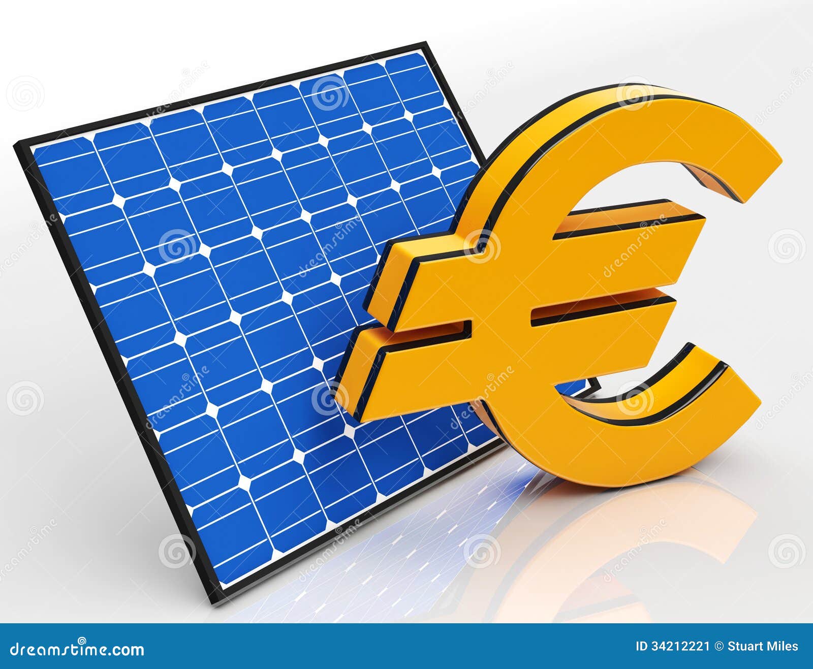 Solar Panel and Euro Shows Saving Money Stock Illustration ...