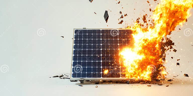 A Solar Panel Experiencing a Dramatic Explosion. the Image Captures ...
