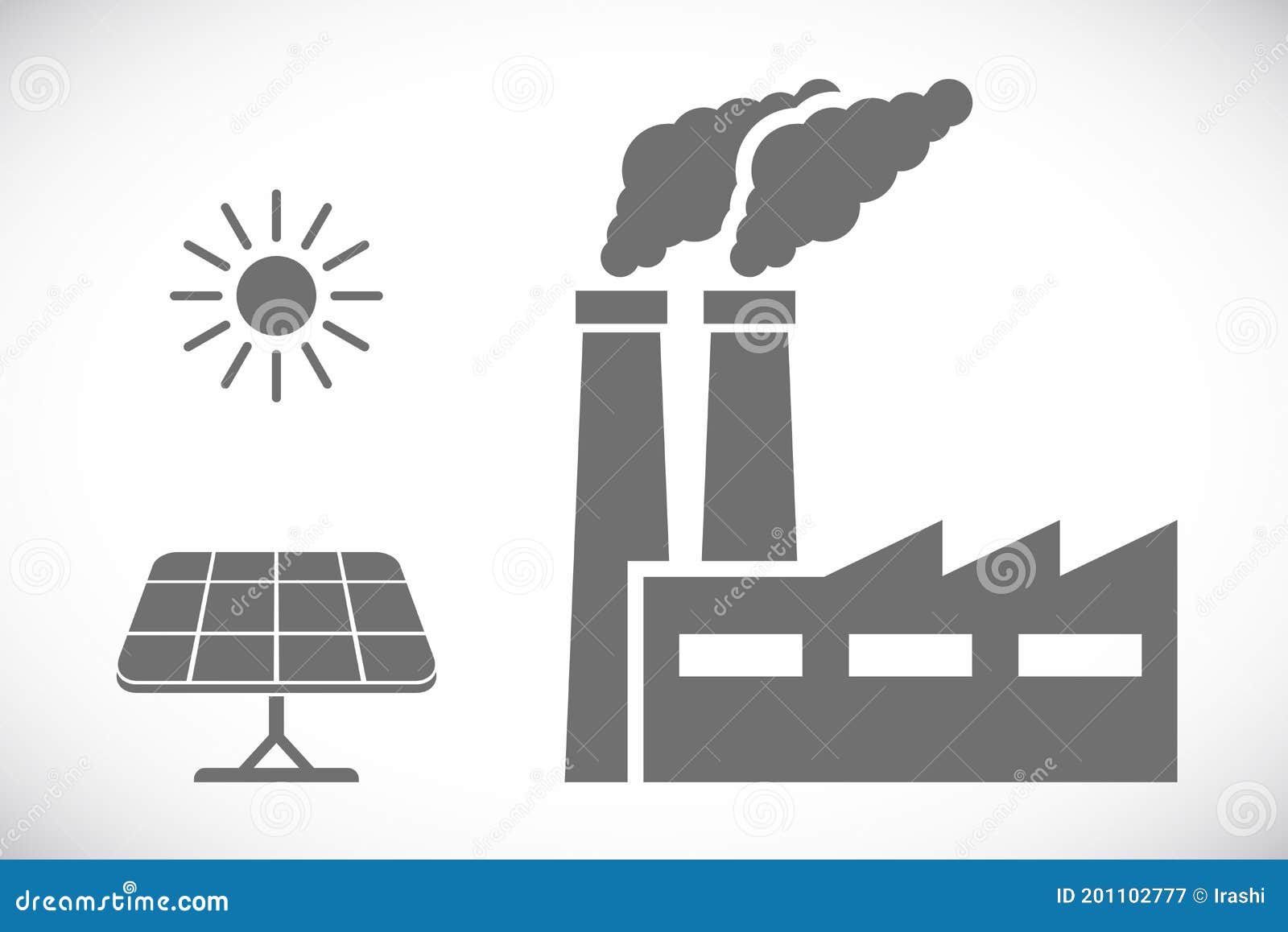 Solar panel factory icon stock vector. Illustration of resource - 201102777