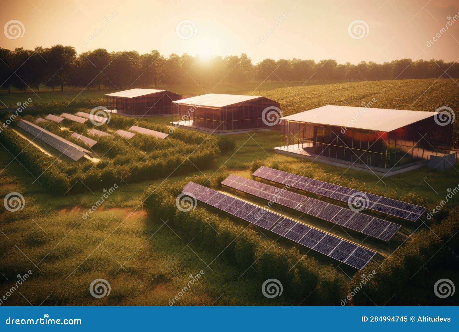 Solar Panel Farm with Battery Storage Units Stock Illustration ...
