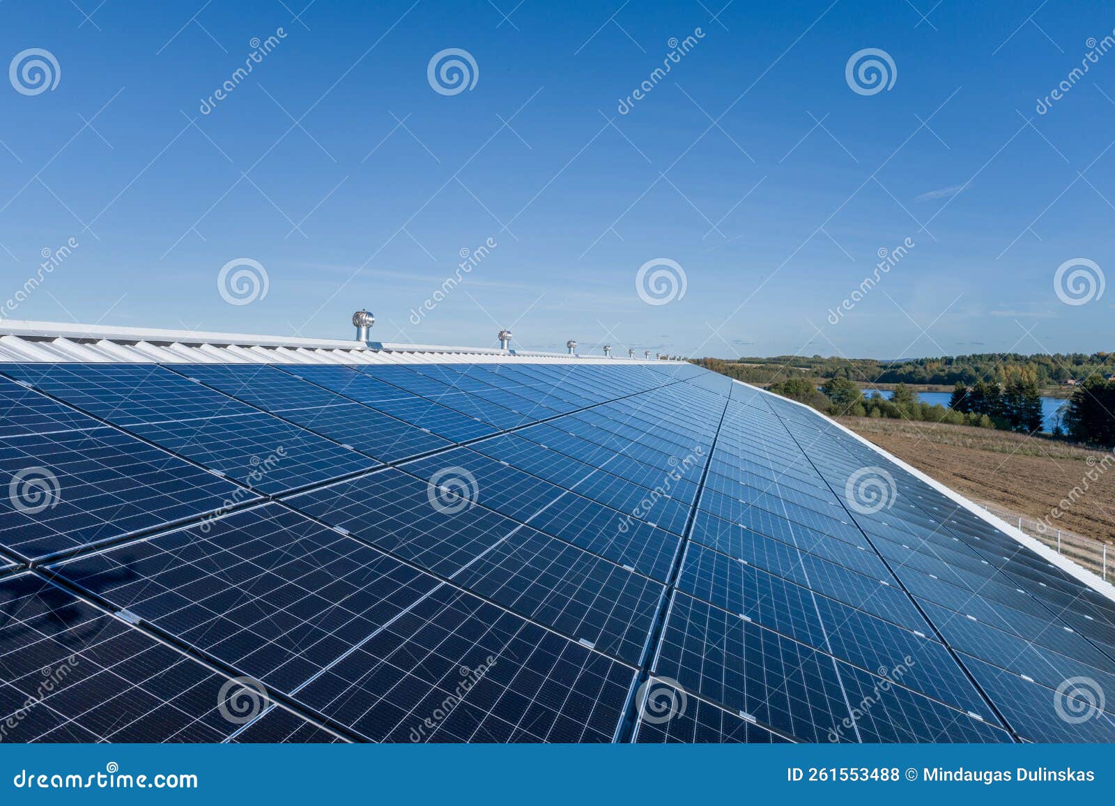 Solar Panel on a Farm Roof. Drone Point of View Stock Photo - Image of ...