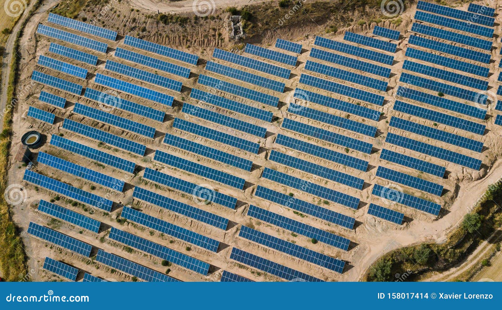 Solar Panel Farm Seen from Above in a Rural Landscape Stock Photo ...
