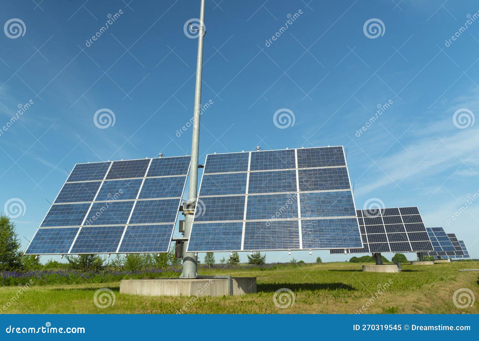 Solar Panel Farm that Tracks the Sun Stock Image - Image of sustainable ...