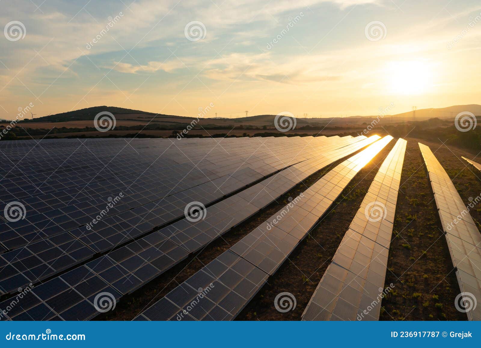 Solar Panel Farm Under Sunset Stock Image - Image of modern, energy ...