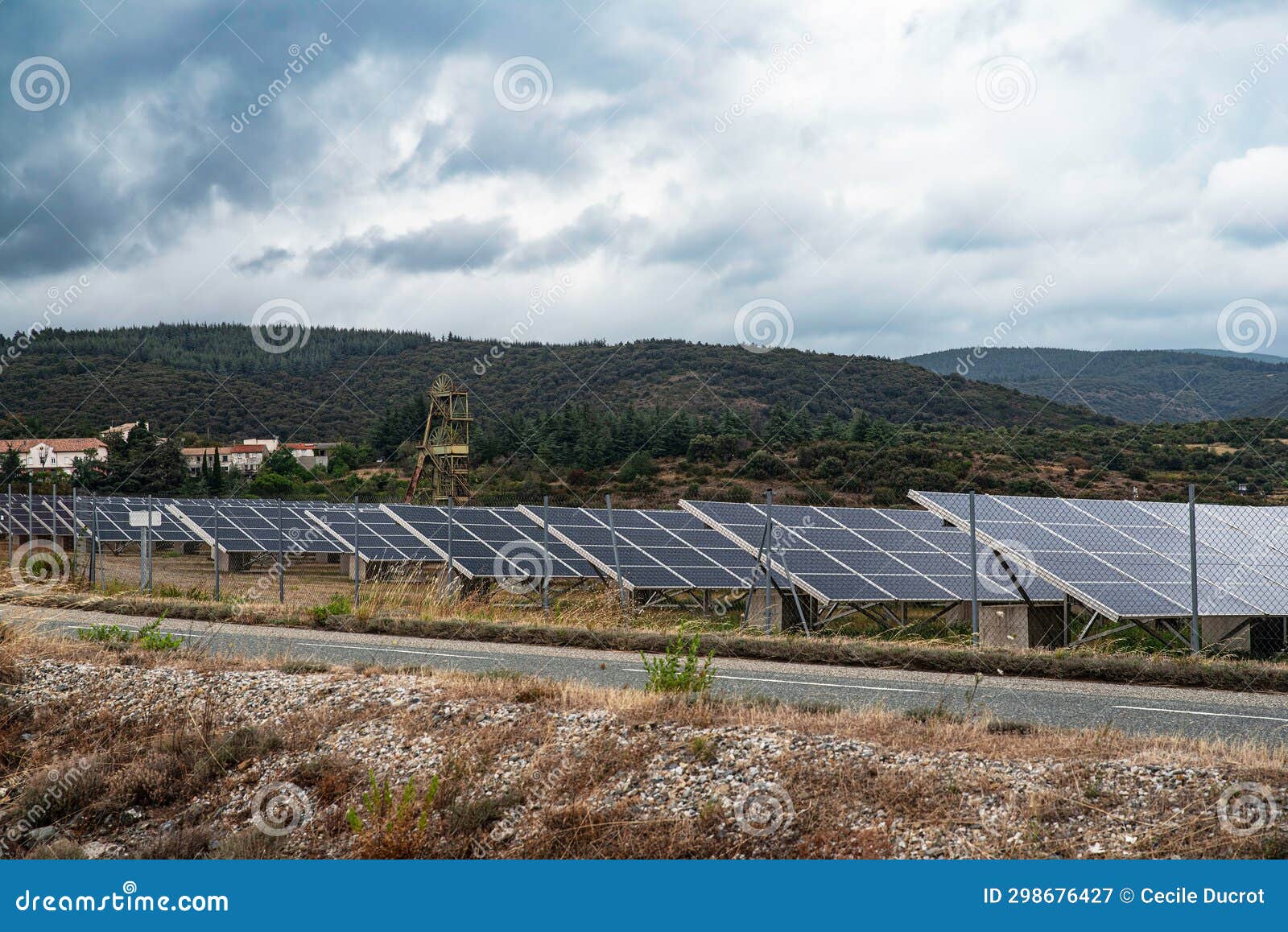 Solar panel in a field stock image. Image of technology - 298676427