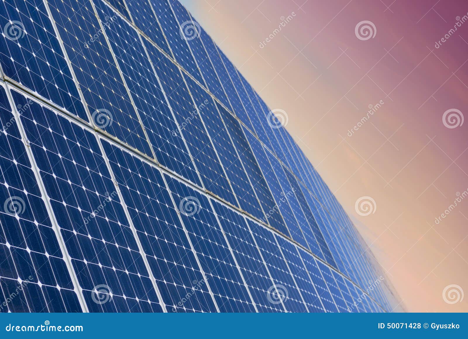 Solar Panel Field by Sunrise Stock Photo - Image of private, cloud ...