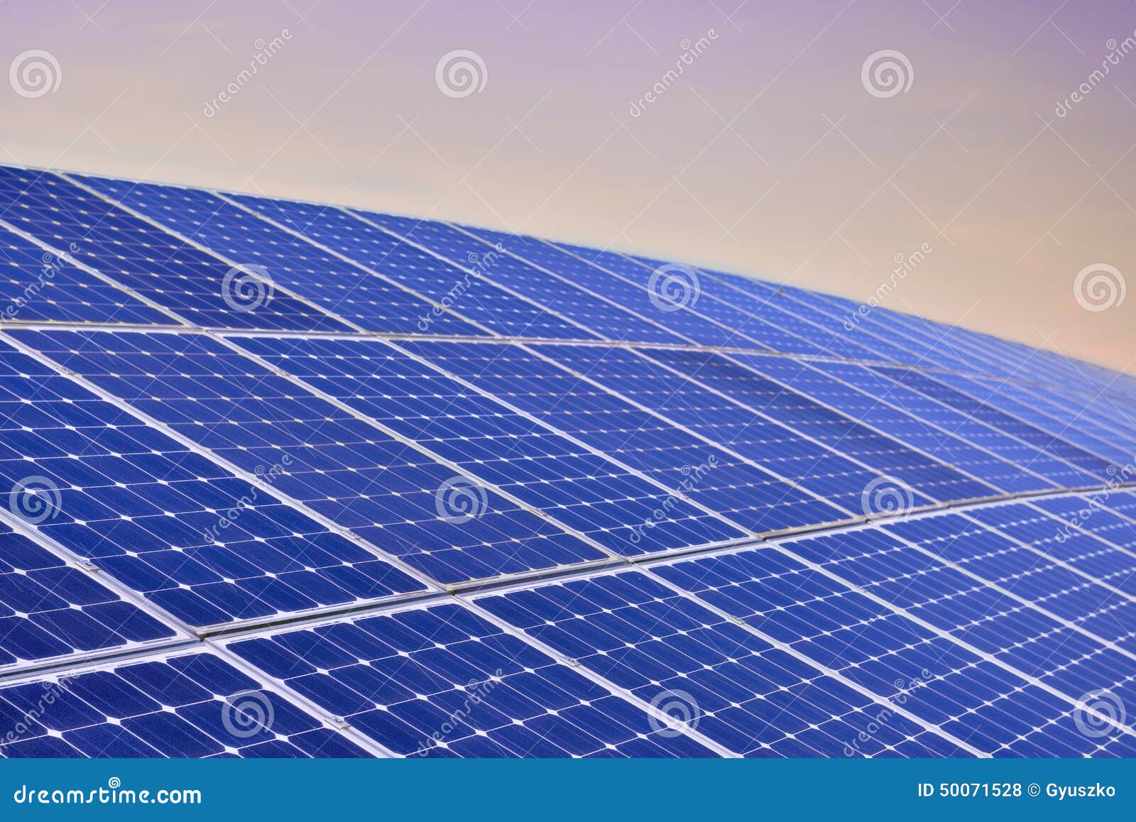 Solar Panel Field by Sunrise Stock Photo - Image of electricity ...