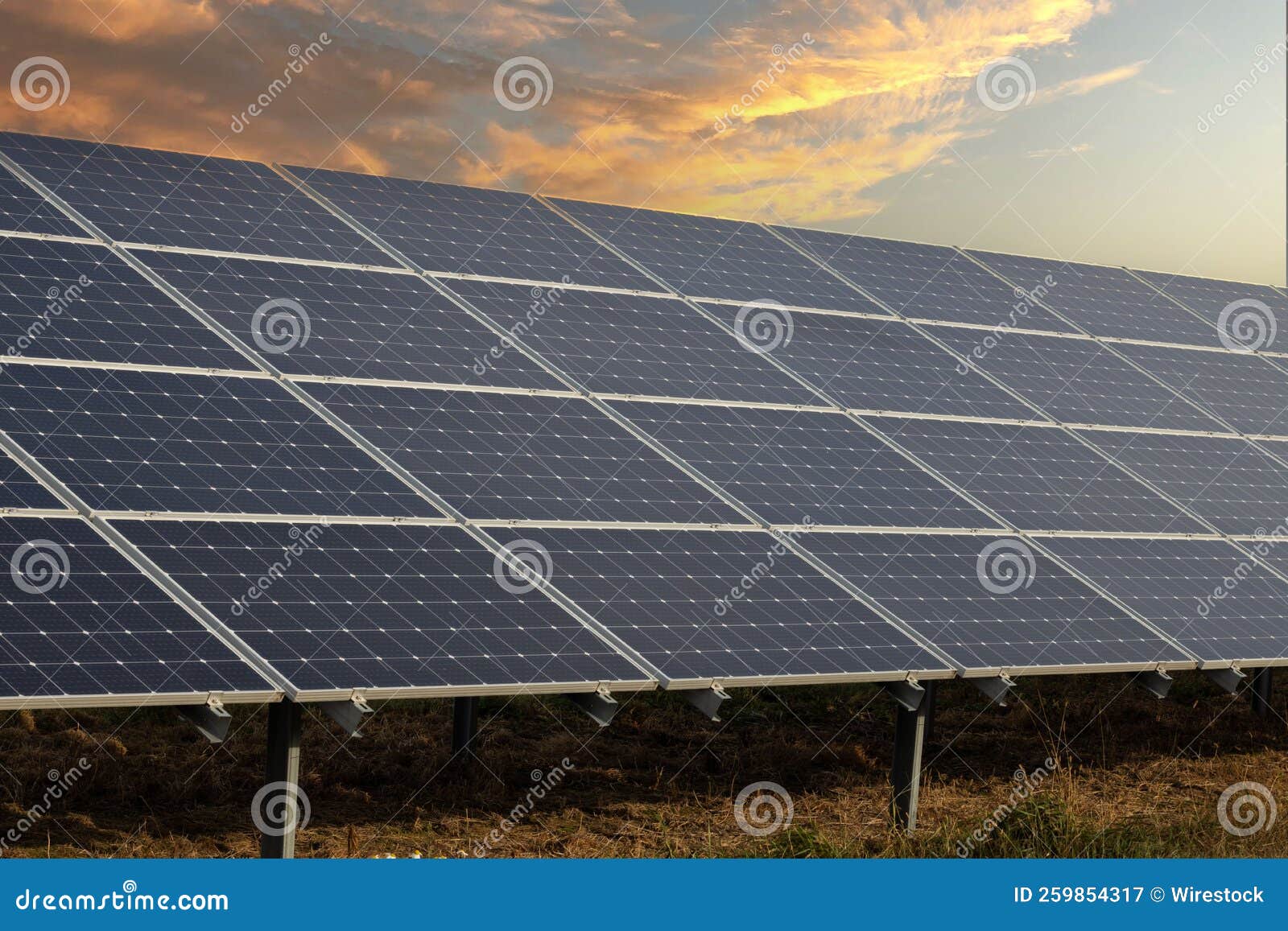 Solar Panel in a Field on the Sunset Stock Image - Image of renewable ...