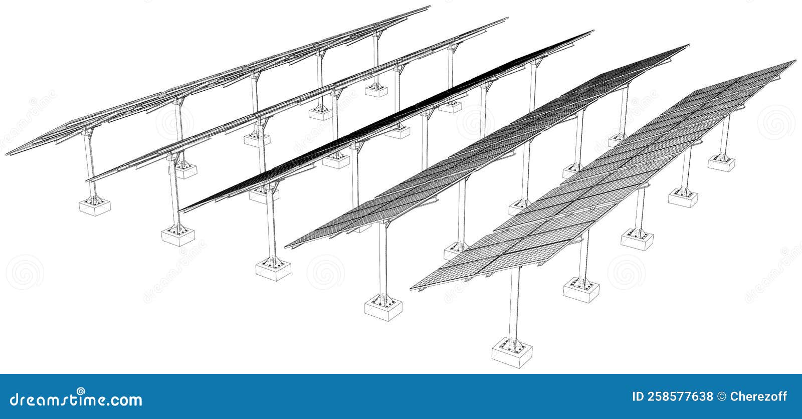 Solar Panel Field. Vector stock vector. Illustration of sketch - 258577638