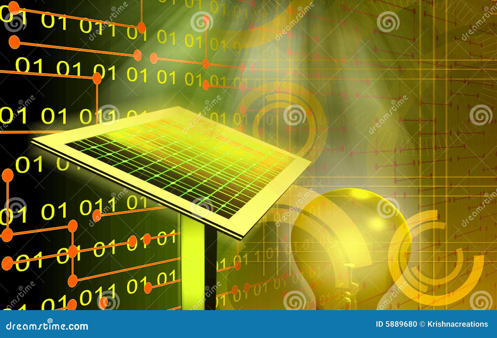 Solar Panel and Filament Bulb Stock Illustration - Illustration of ...