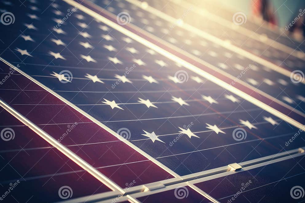 On the Solar Panel is the Flag of the United States Stock Photo - Image ...