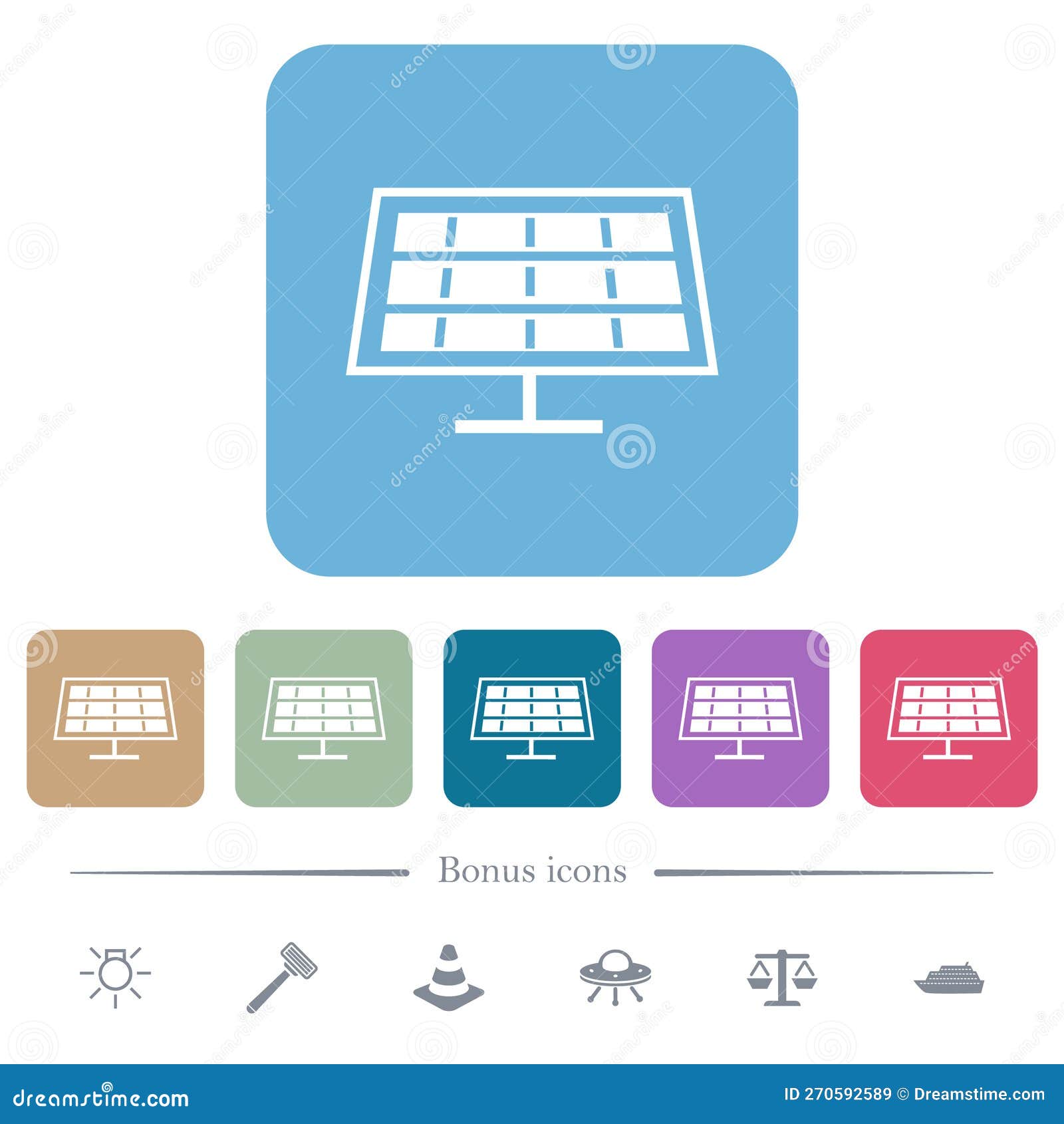 Solar Panel Flat Icons on Color Rounded Square Backgrounds Stock ...