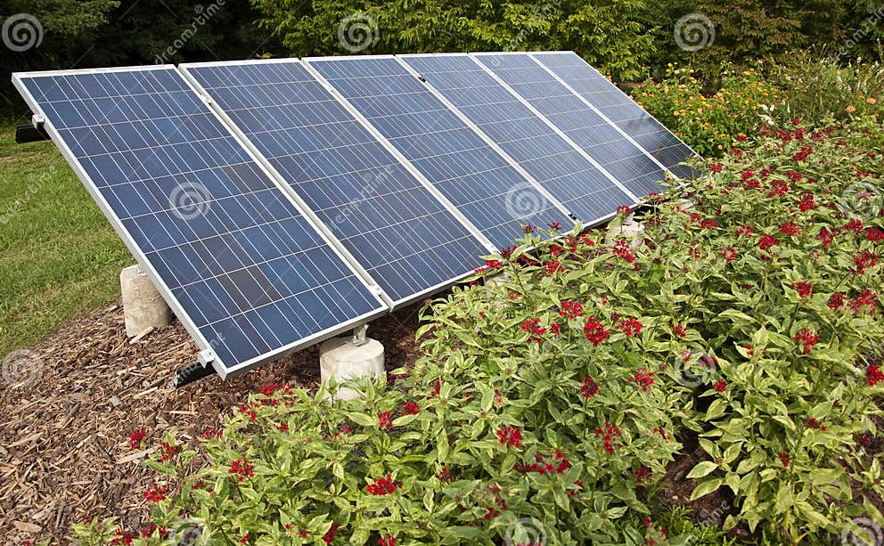 Solar panel in a garden stock image. Image of weather - 10874873