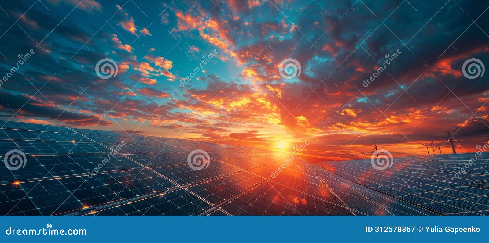 Solar Panel Generating Power at Sunset Stock Image - Image of ...