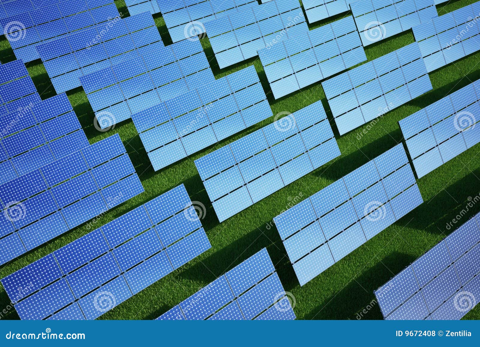 Solar panel on grass field stock illustration. Illustration of ...