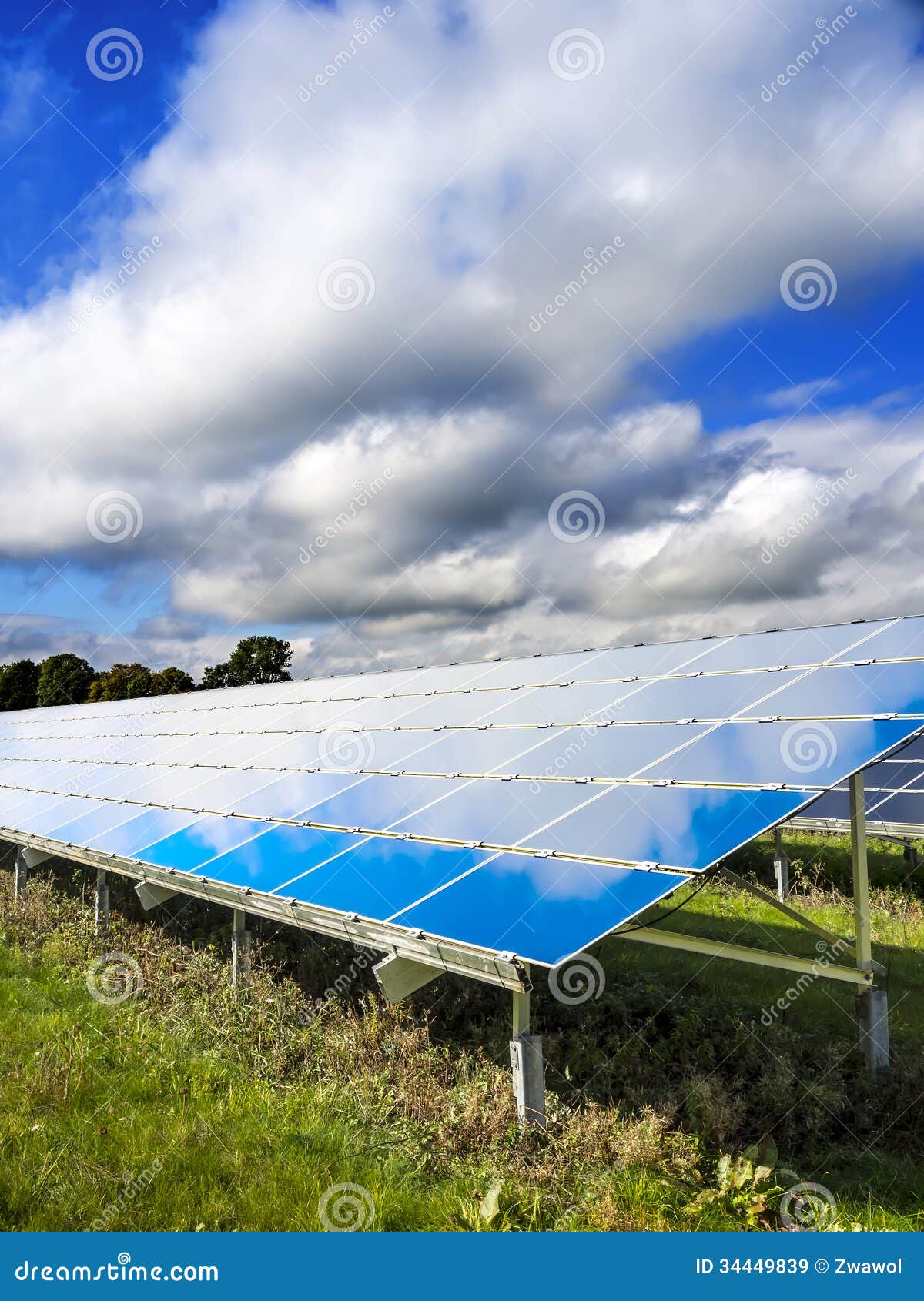 Solar Panel on Green Meadow Stock Image - Image of installation, clean ...