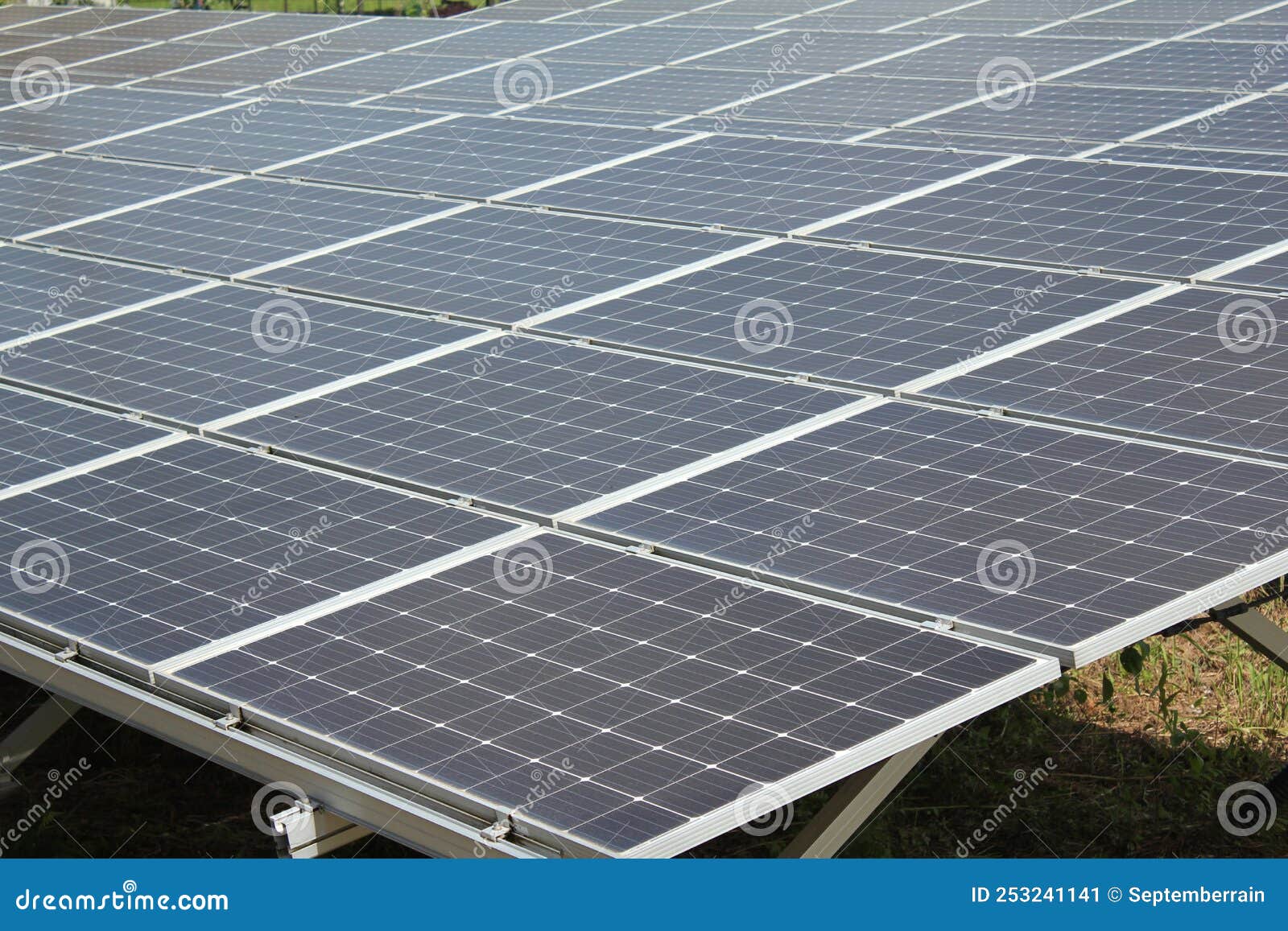 Solar panels on a field stock image. Image of environment - 253241141