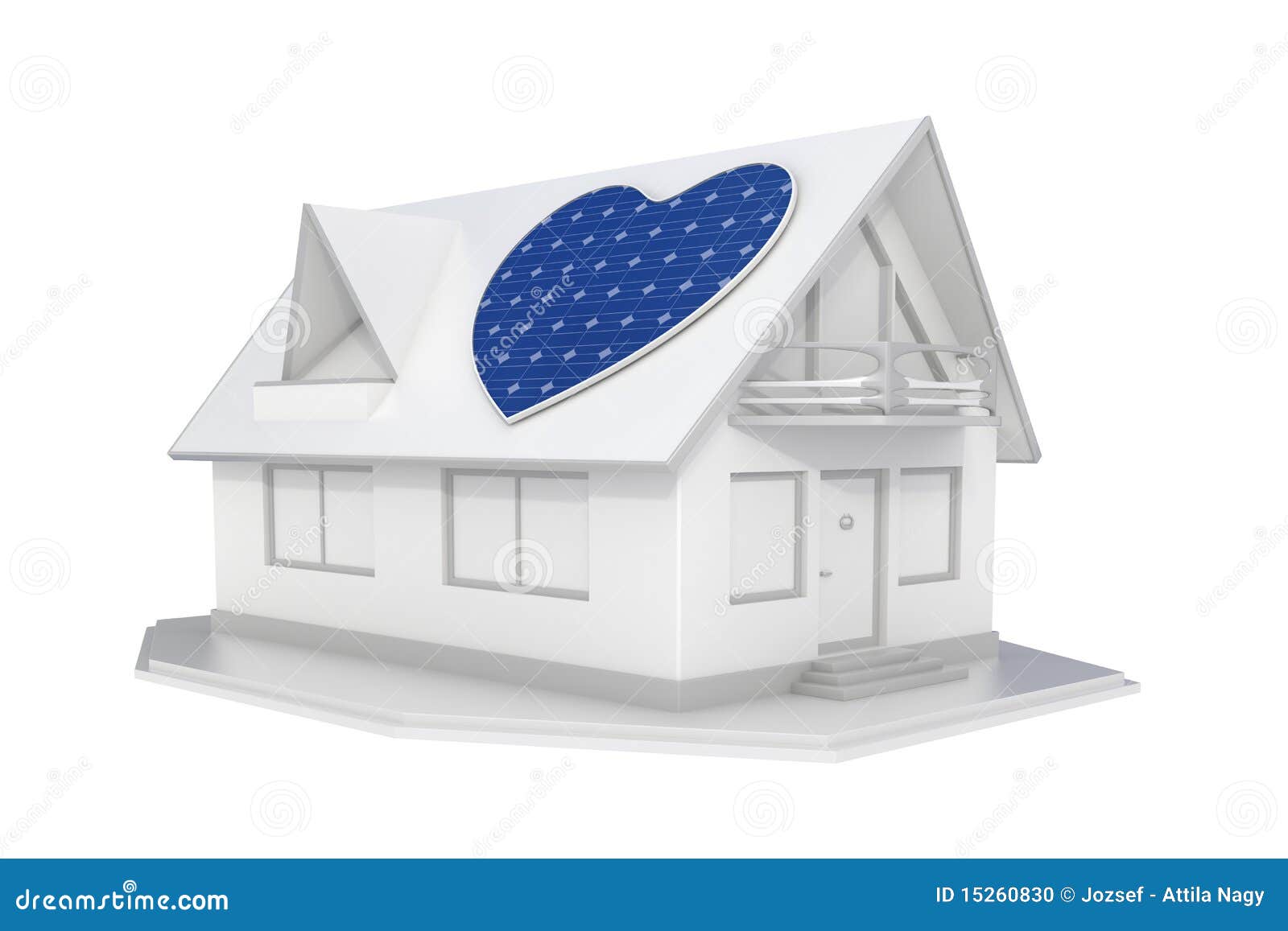 Solar panel heart on roof stock illustration. Illustration of module ...