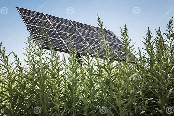 Solar Panel in the High Grass Stock Photo - Image of green, grass: 72775400