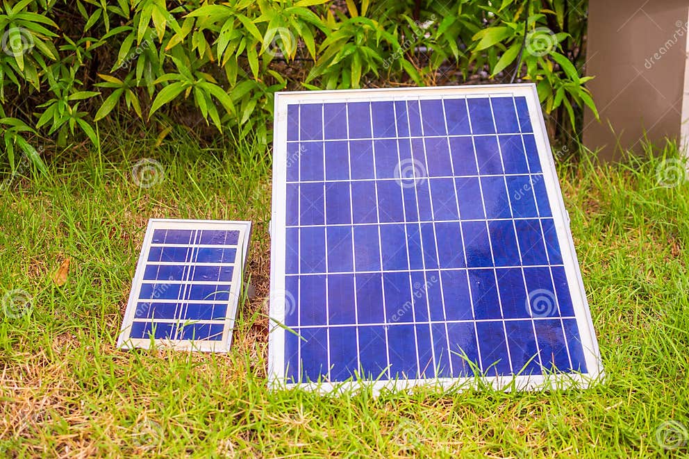 Solar panel in the garden stock image. Image of energy - 291267367
