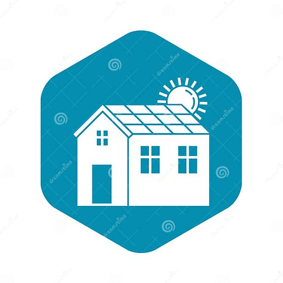 Solar Panel House Icon, Simple Style Stock Vector - Illustration of ...
