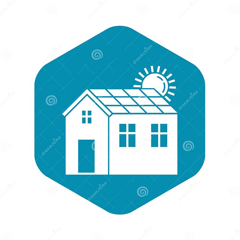 Solar Panel House Icon, Simple Style Stock Vector - Illustration of ...