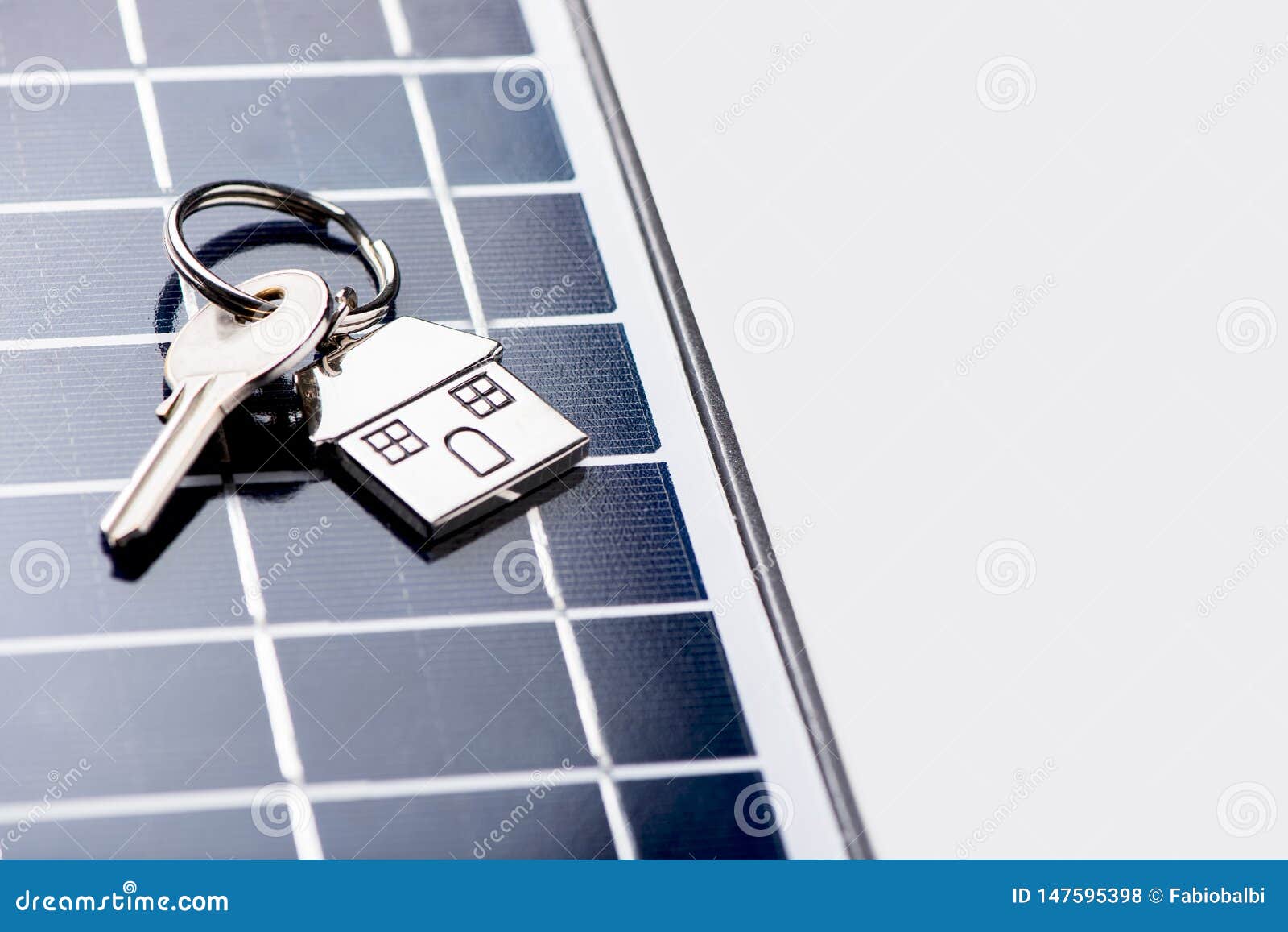 A Solar Panel with House Key Stock Photo - Image of energy, blue: 147595398