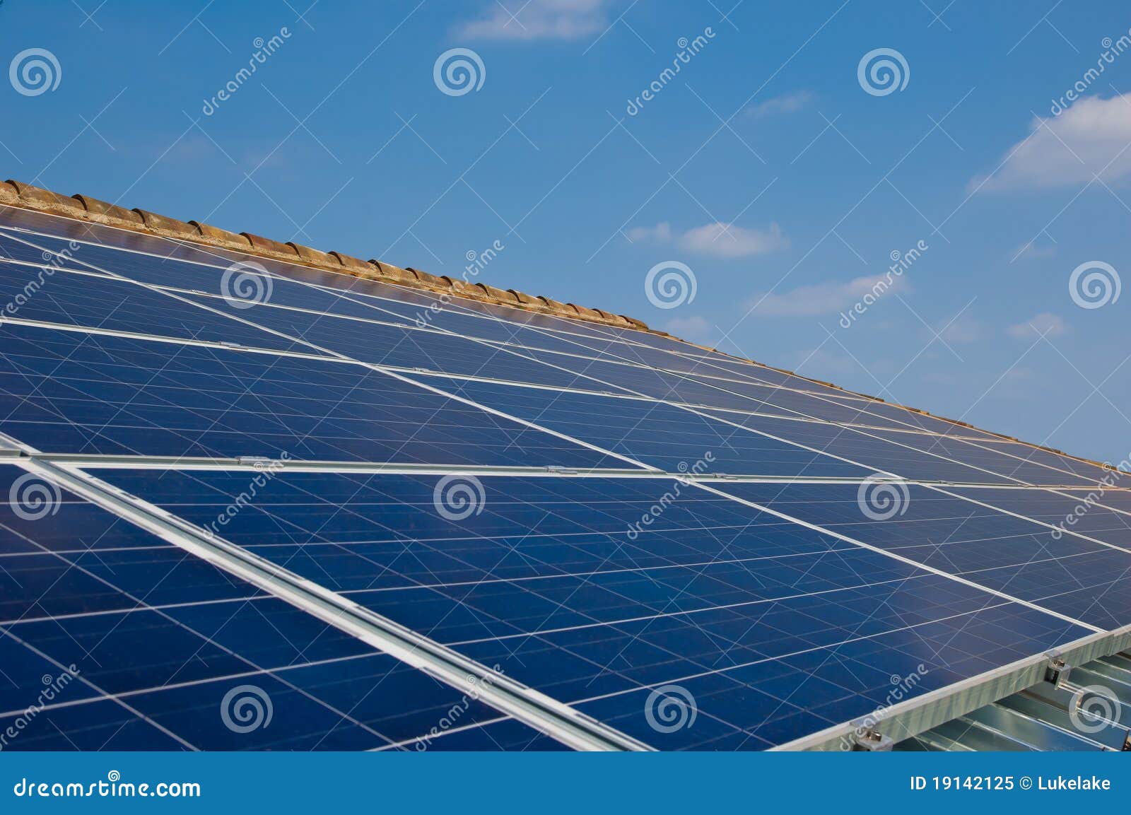 Solar Panel on a House Roof. Green Energy from Sun Stock Image - Image ...