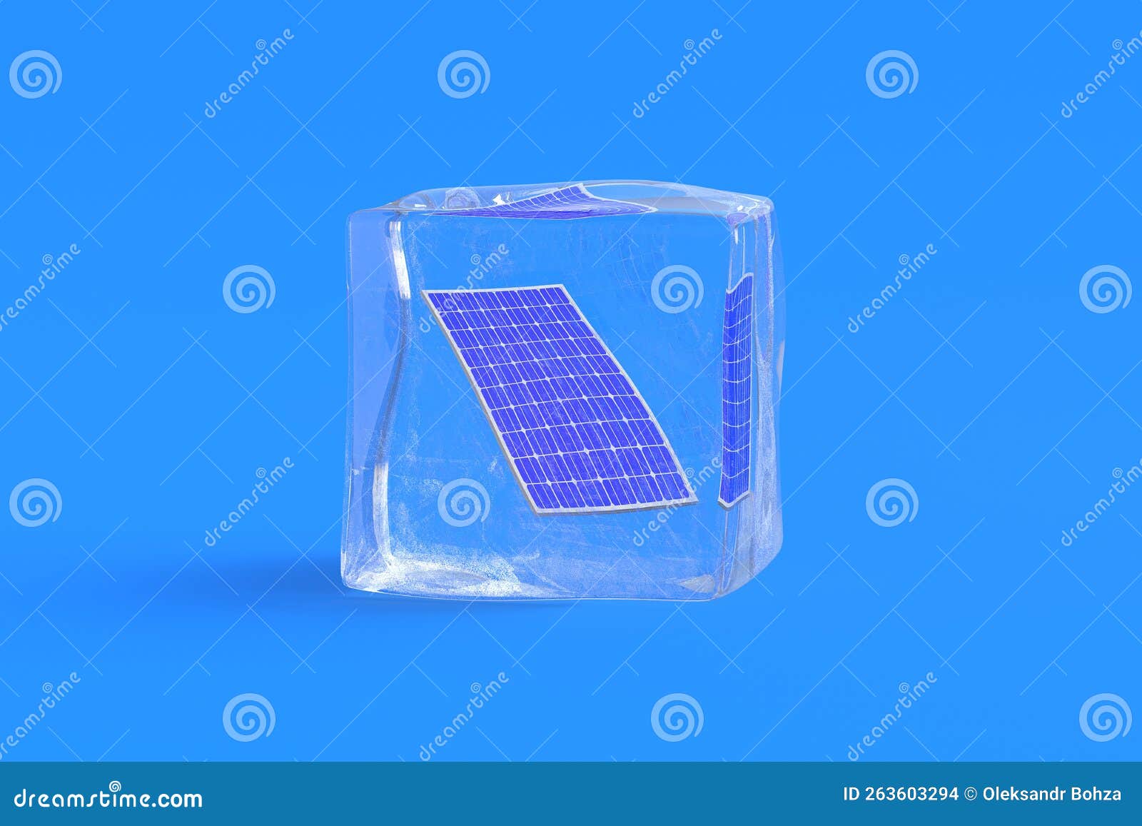 Solar panel in ice cube stock illustration. Illustration of electricity ...