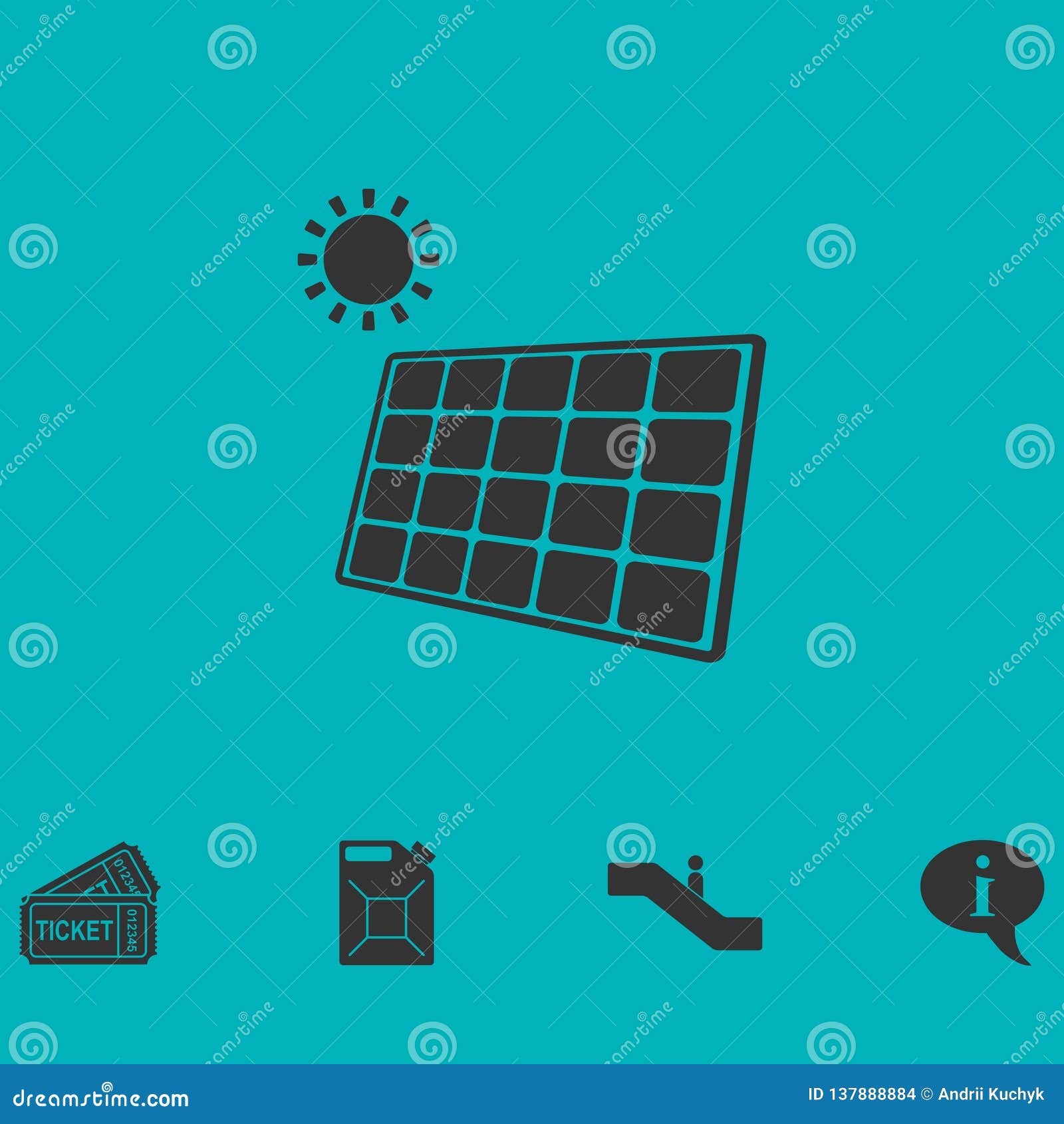 Solar panel icon flat stock vector. Illustration of efficiency - 137888884