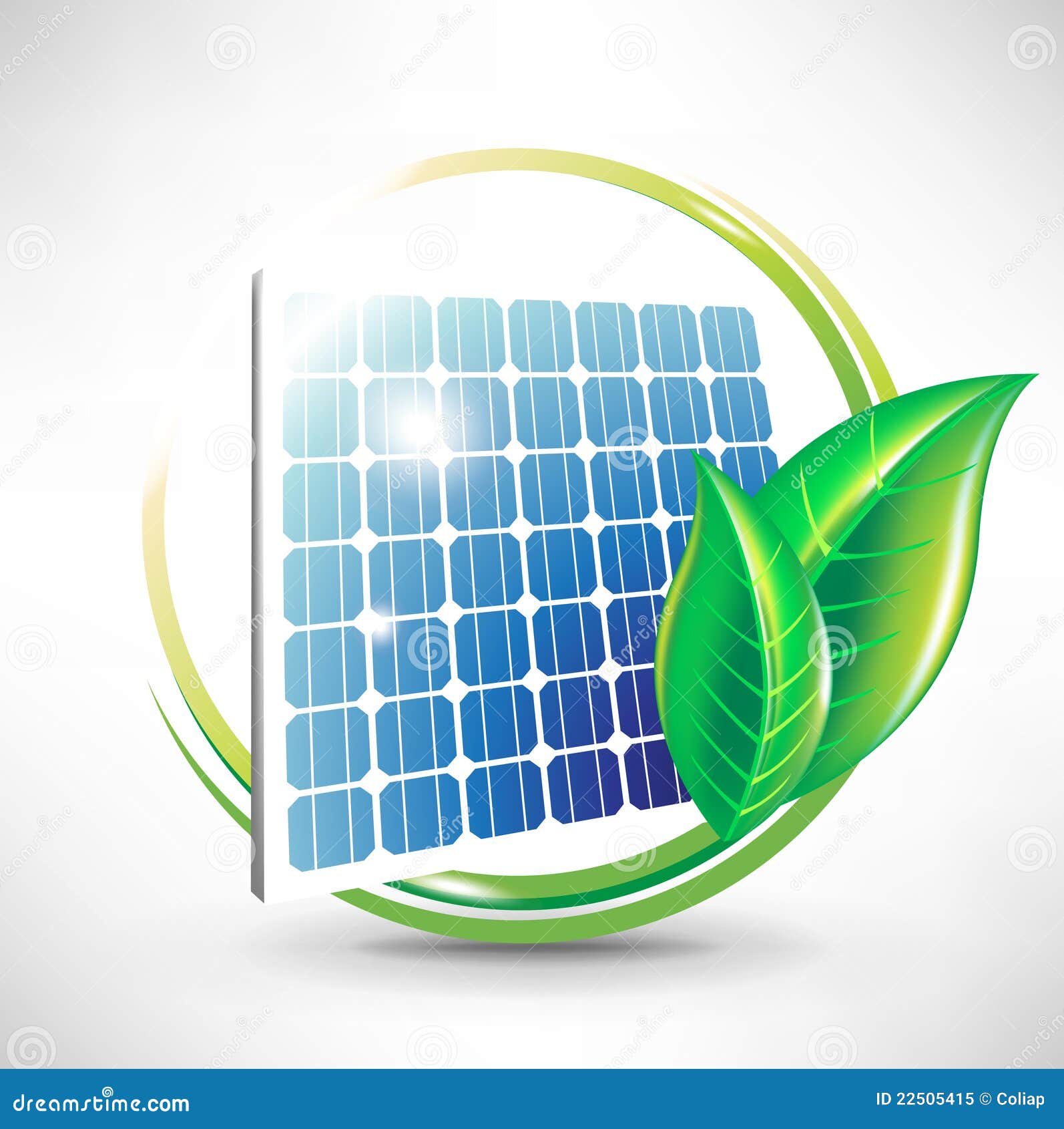 Solar Panel Icon with Leaves Stock Vector - Illustration of ...