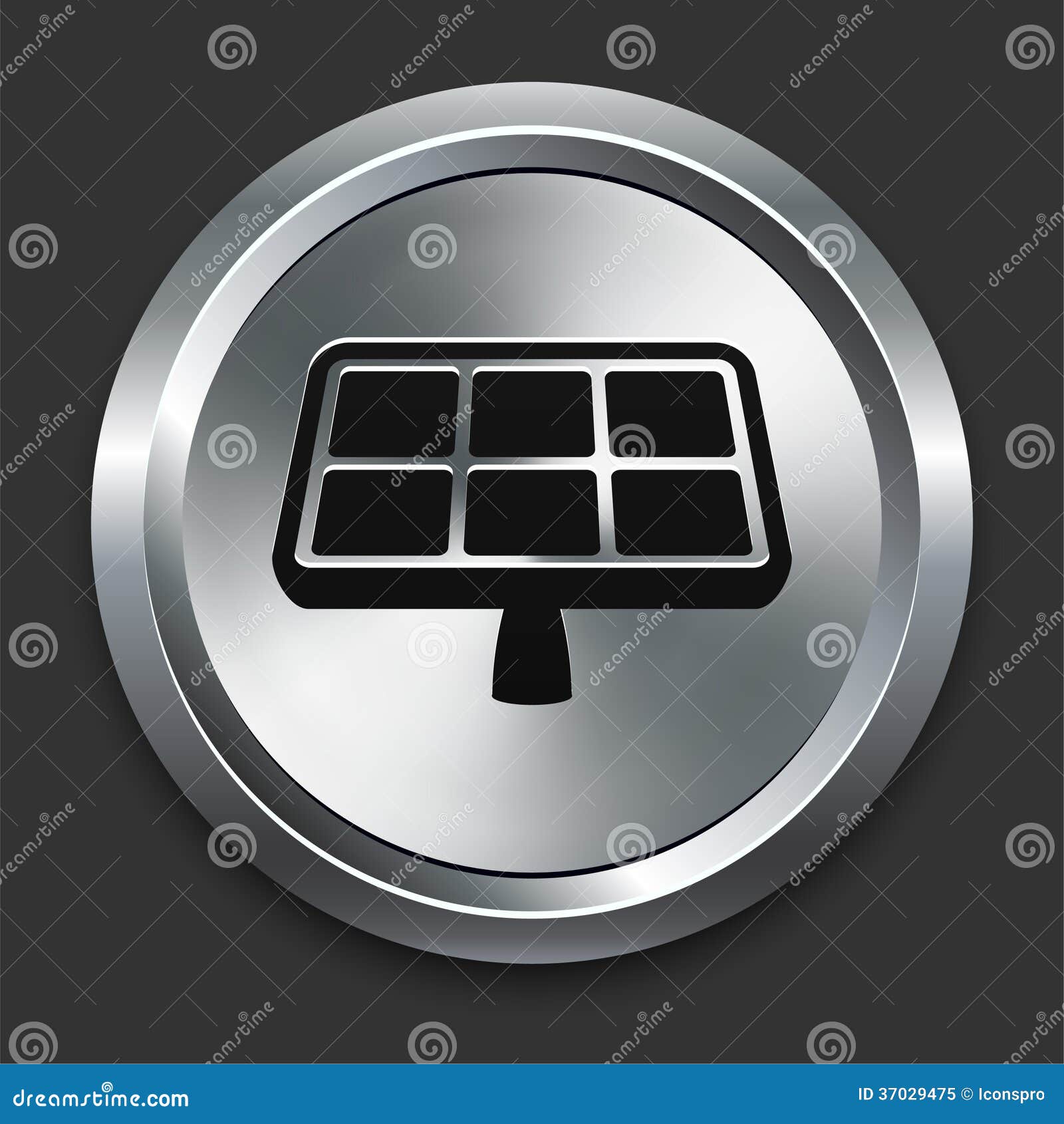Solar Panel Icon on Metallic Button Collection Stock Illustration ...