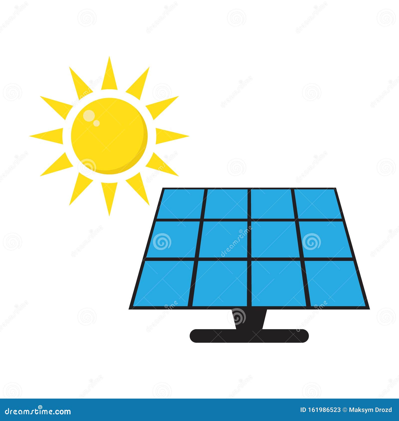 Solar Panel Icon Vector Isolated. Sun and Solar Energy Panel Stock ...