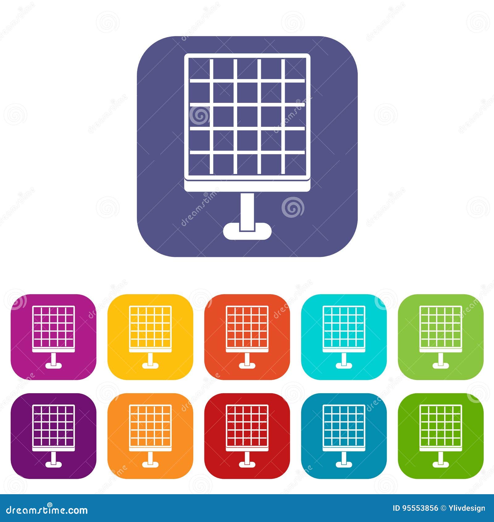 Solar panel icons set flat stock vector. Illustration of energy - 95553856