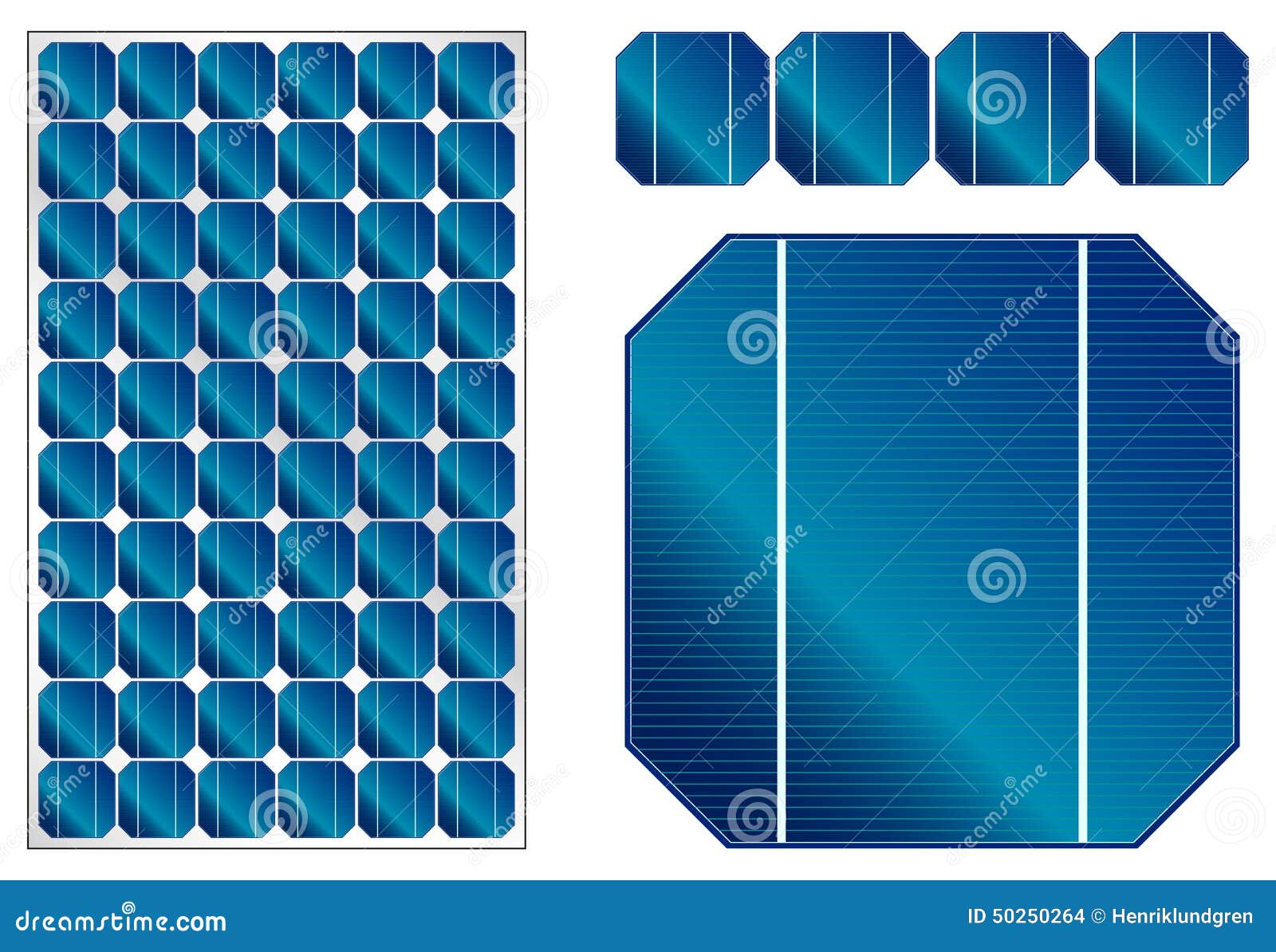 Solar Panel Illustration with Detailed Cells Stock Vector ...