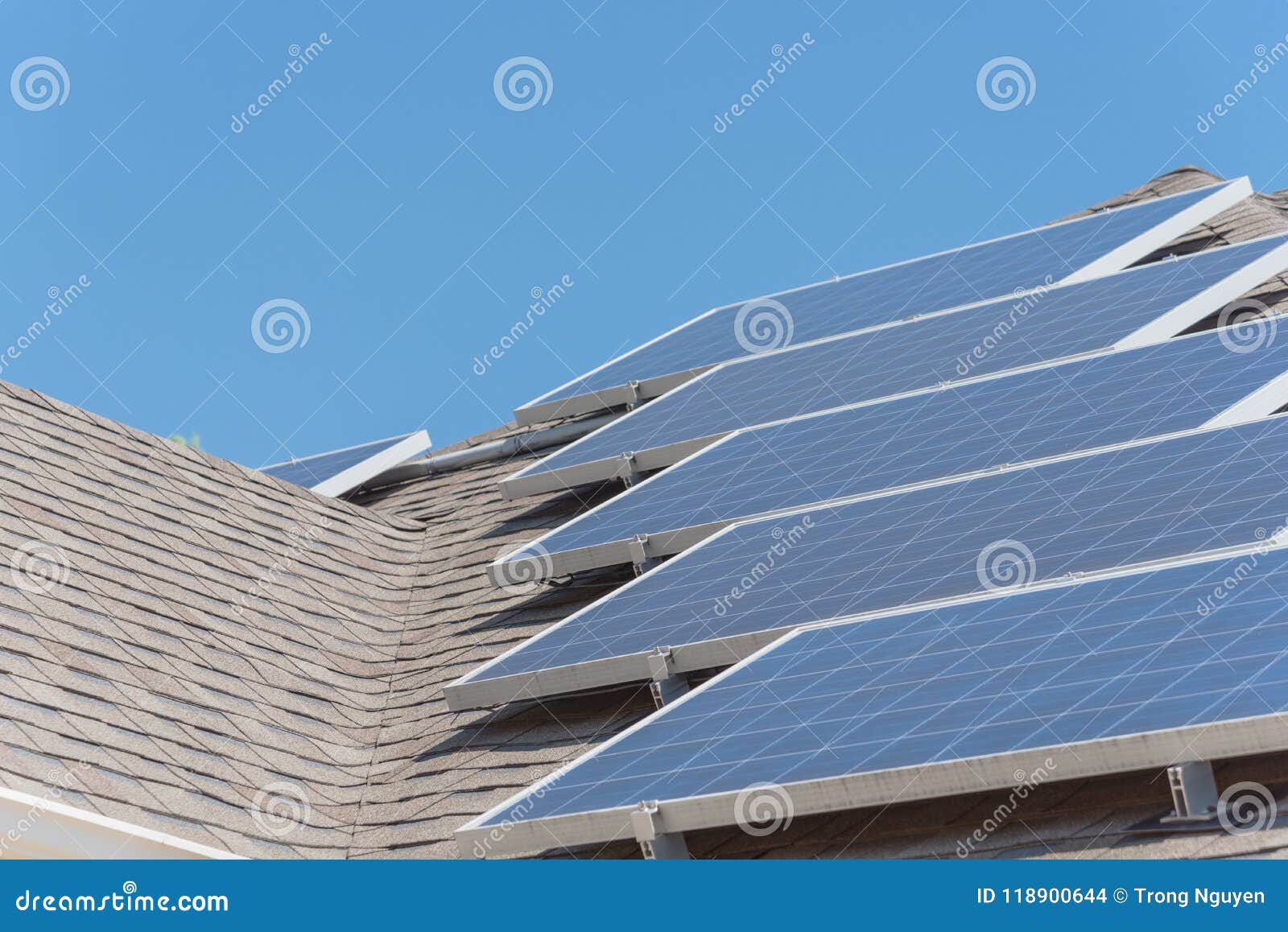 Solar Panel Installation on Asphalt Shingles Rooftop Stock Photo ...