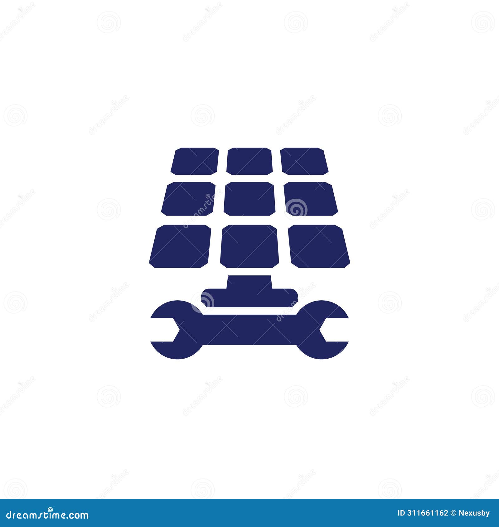 Solar Panel Installation Icon With A Wrench Vector Illustration ...