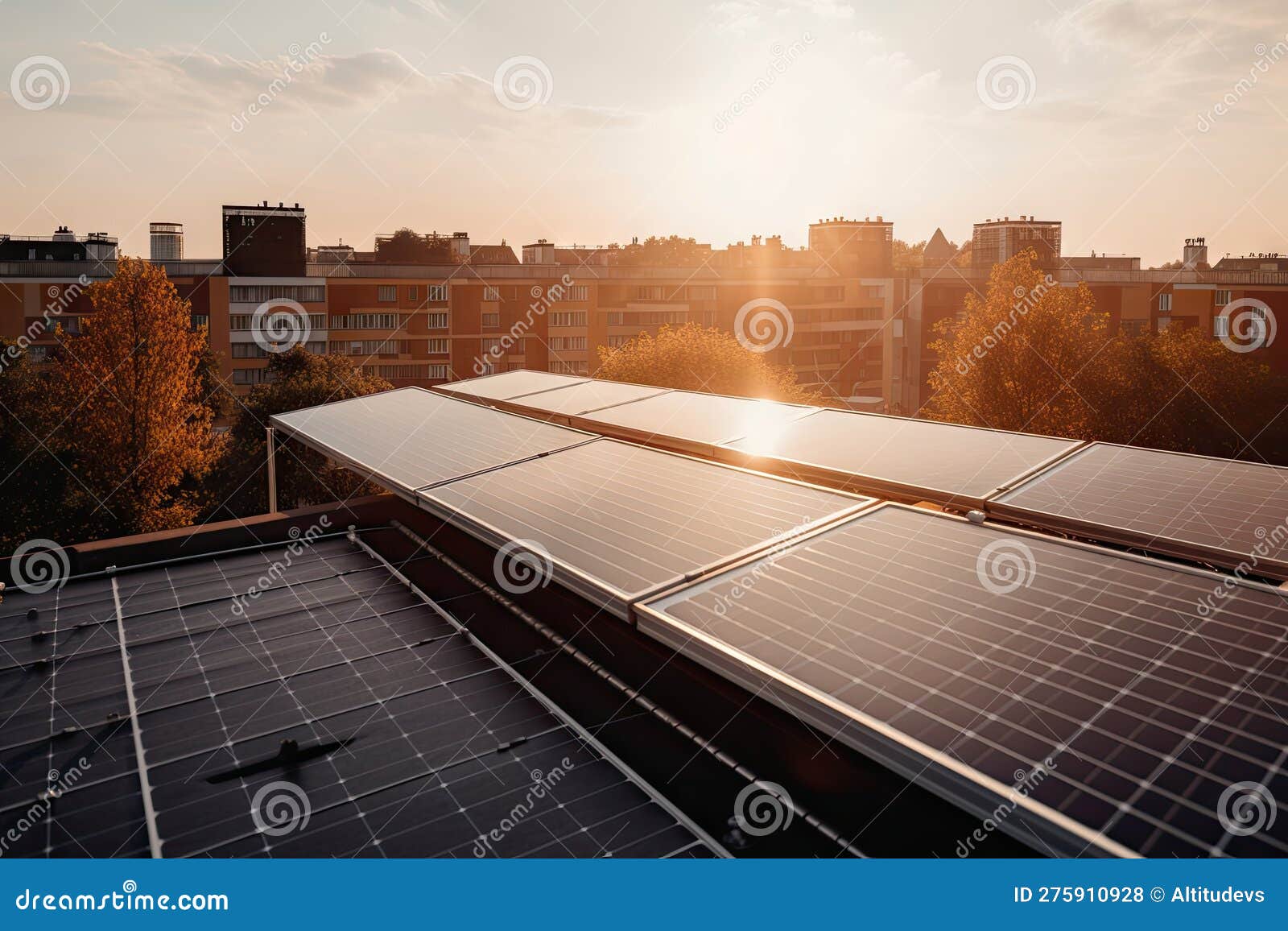 Solar Panel Installation on a Residential Rooftop, with the Sun Shining ...