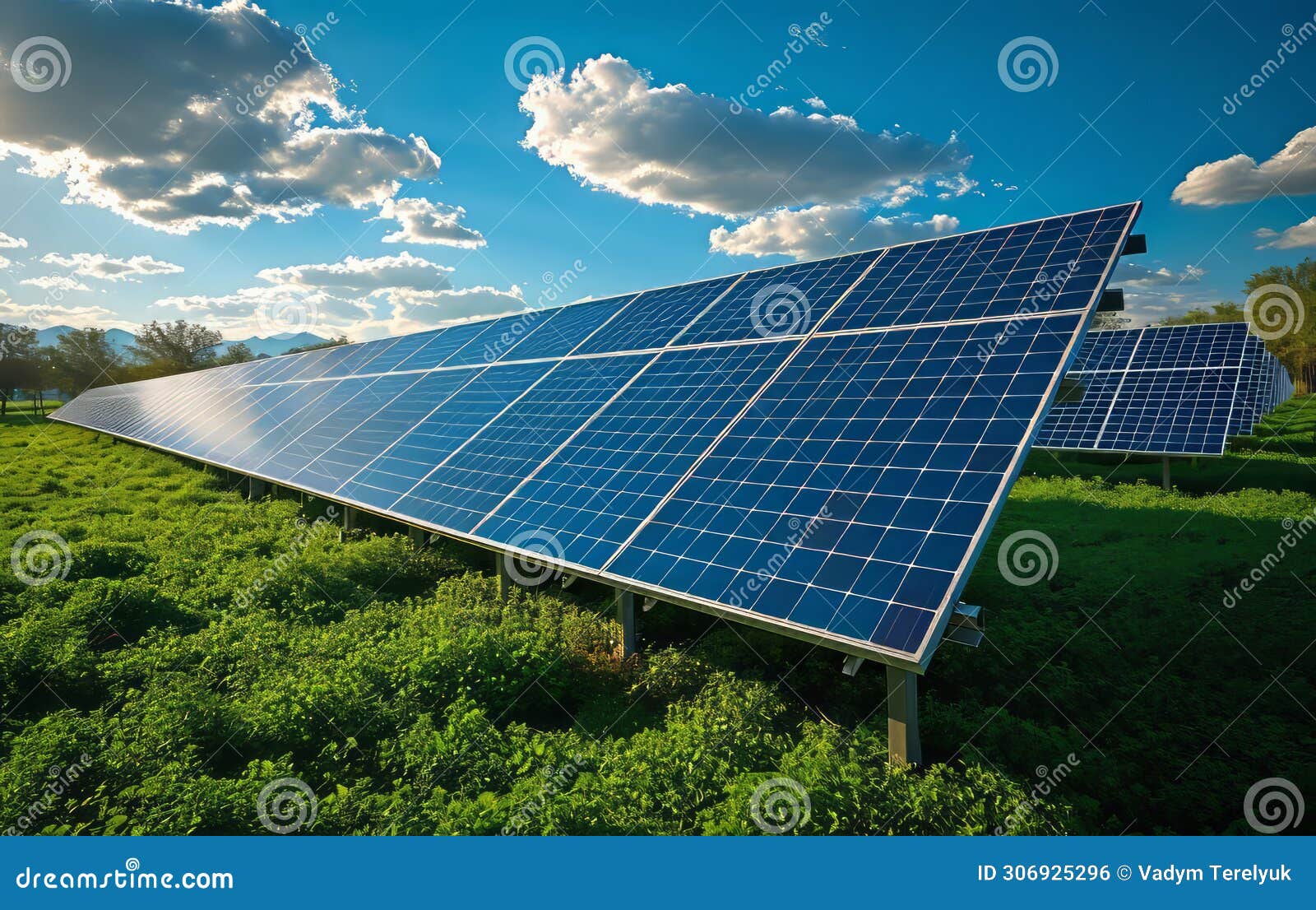 Solar Panel Installed in a Field Harnessing Renewable Energy Stock ...