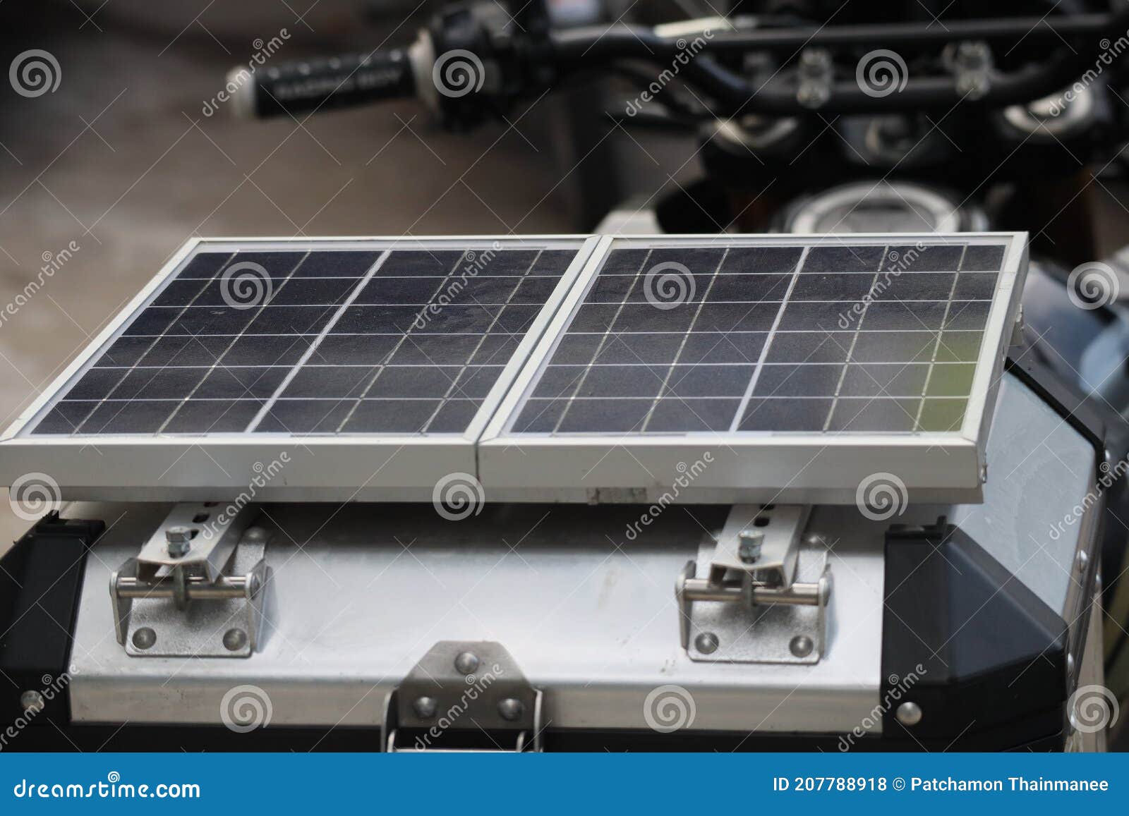 Solar Panel Installed at the Rear of the Motorcycle To Be Used Outside ...
