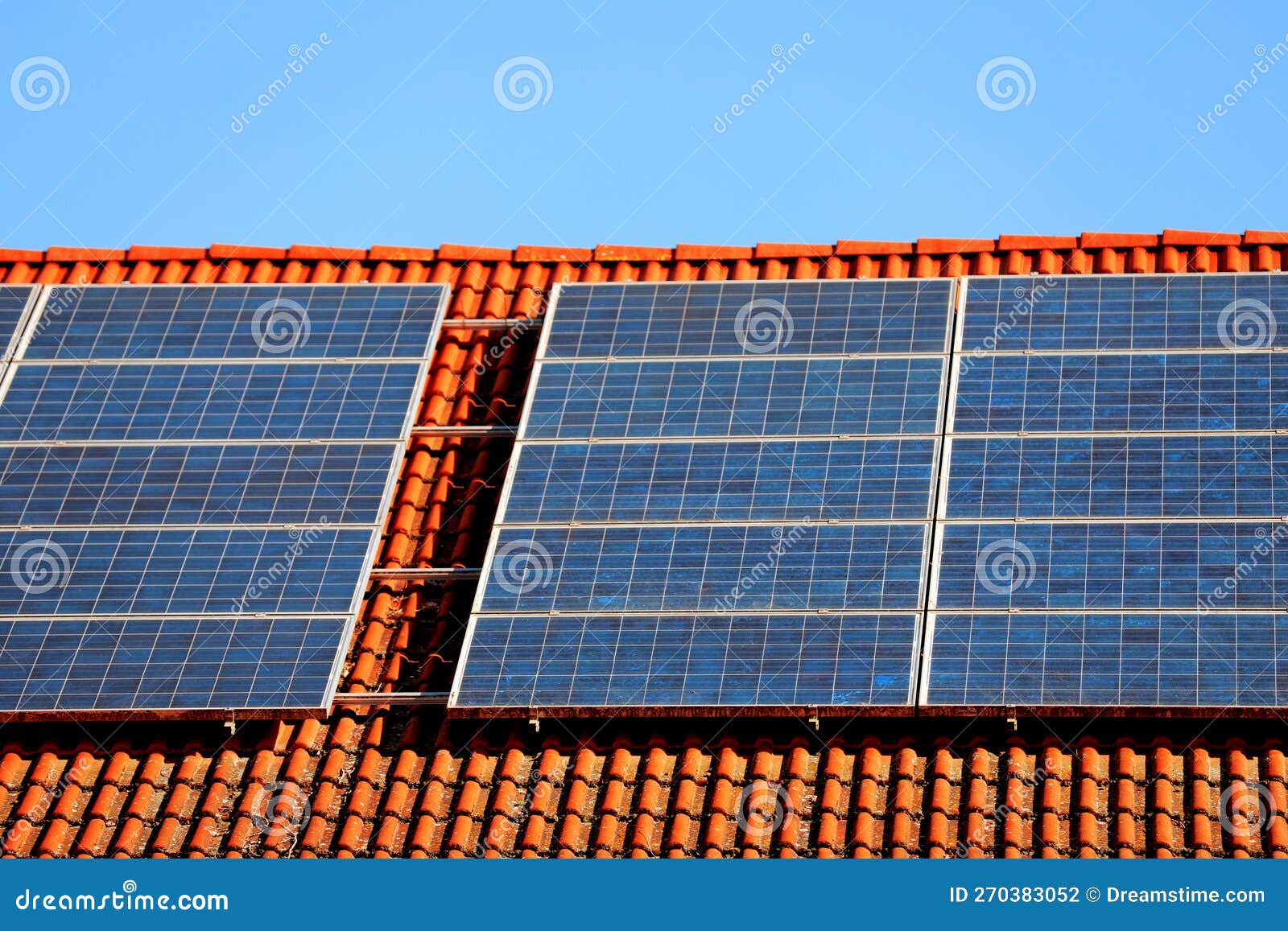 Solar Panel Installed on a Roof Stock Photo - Image of house, building ...