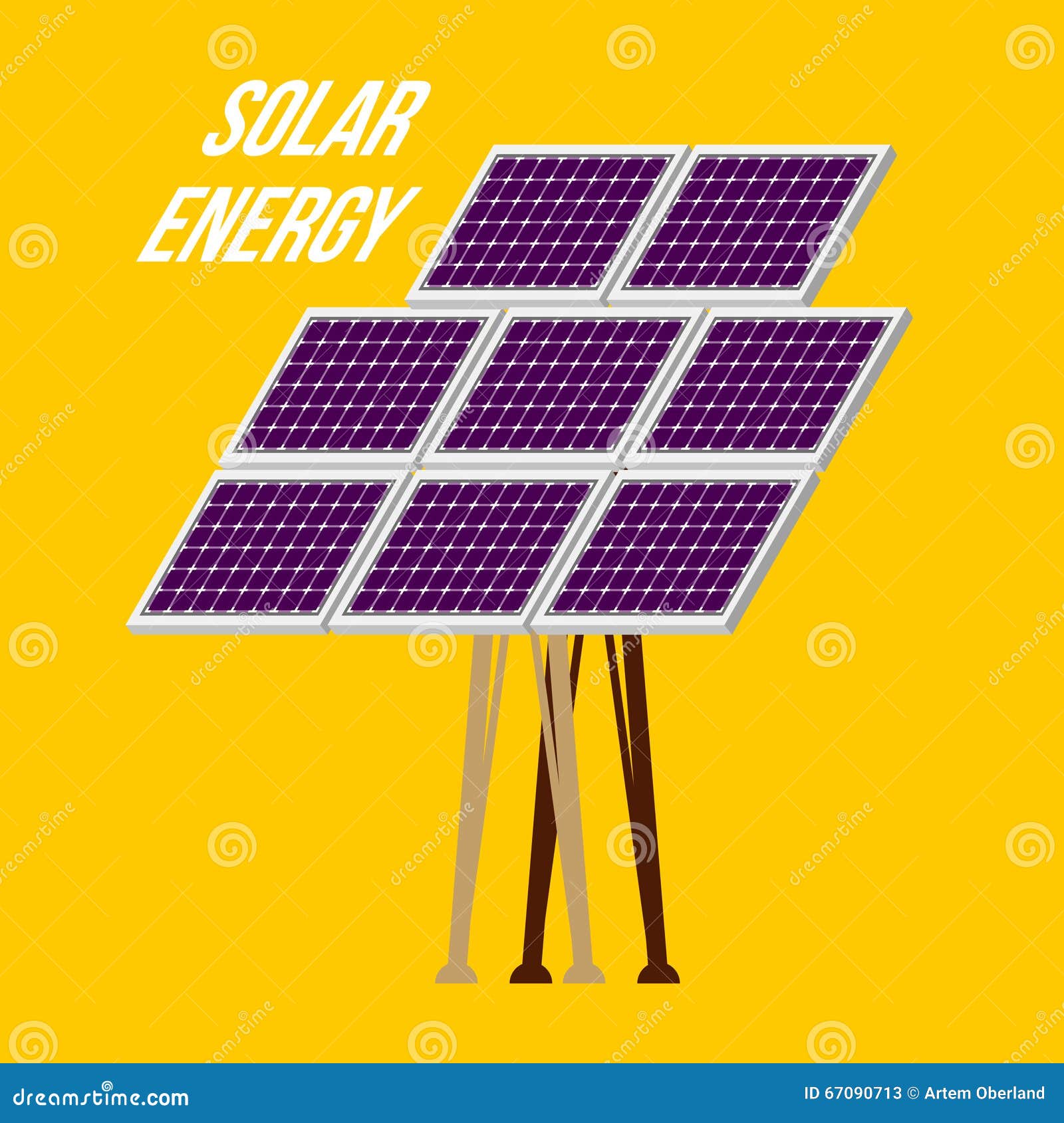 Solar Panel Isolated on Yellow Background Stock Illustration ...