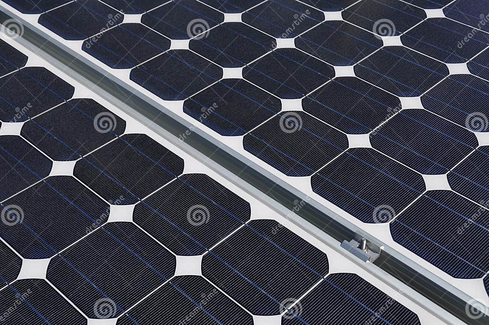 Solar Panel and Joining Clamp Fixings Stock Photo - Image of grid, mono ...