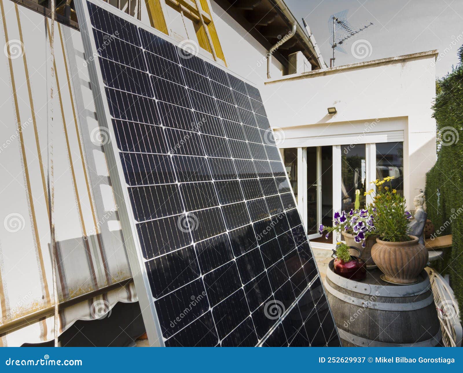 Solar panel in a ladder. stock image. Image of ladder - 252629937