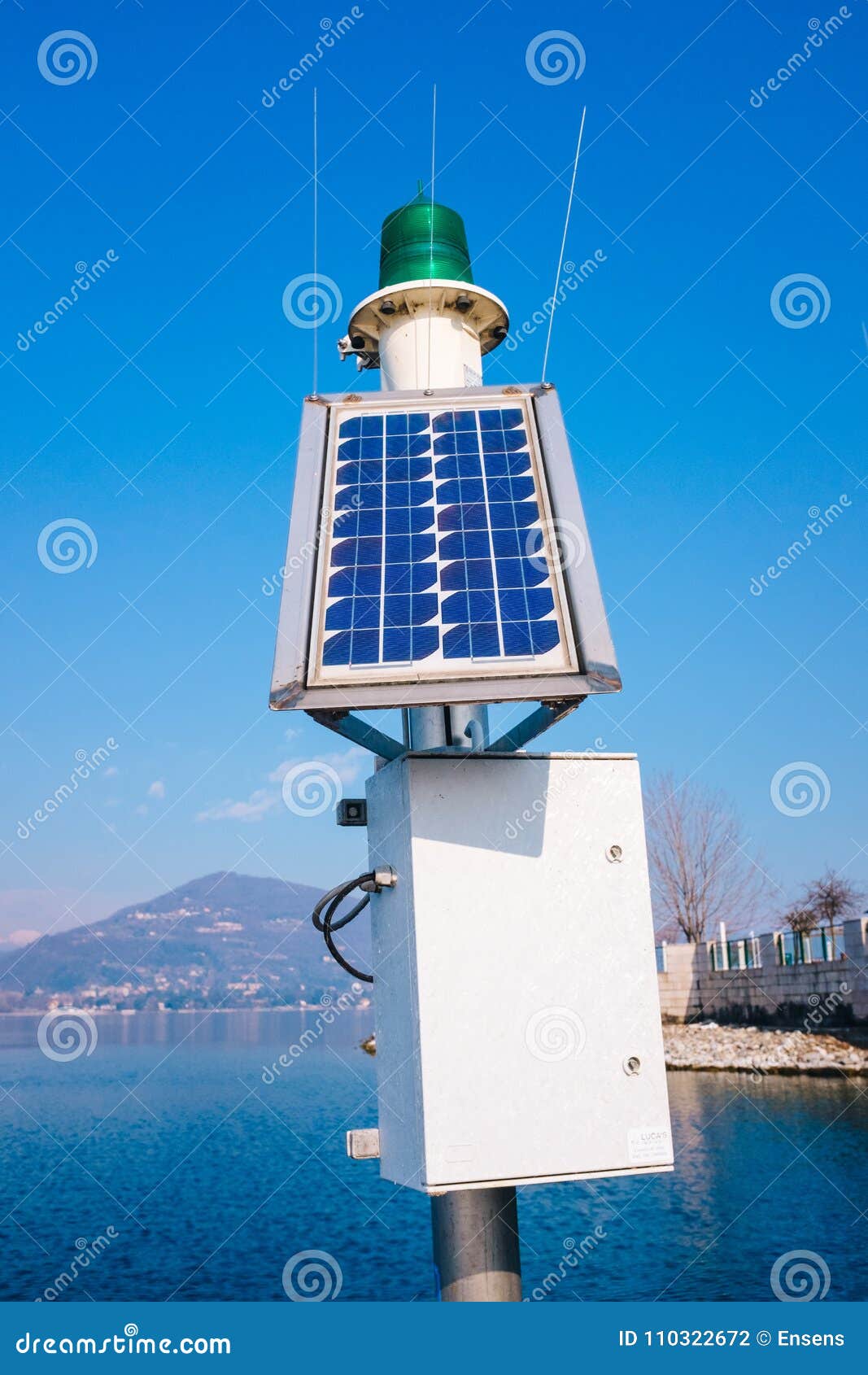 Solar Panel for Port Lighthouse Energy Stock Photo - Image of light ...