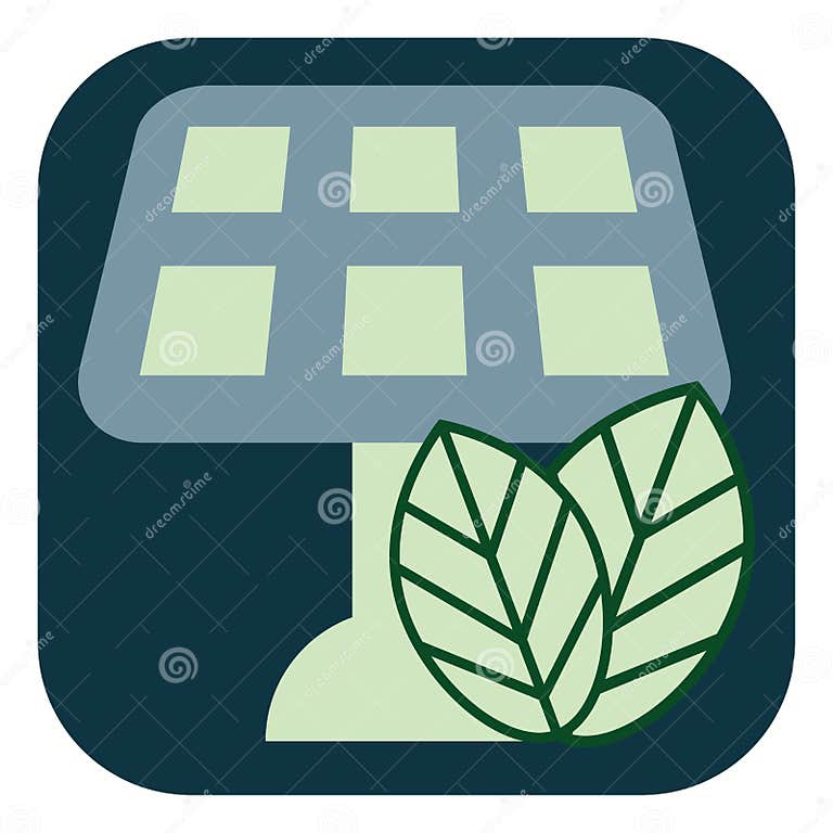 Solar Panel with Leaves, Icon Stock Vector - Illustration of ecological ...