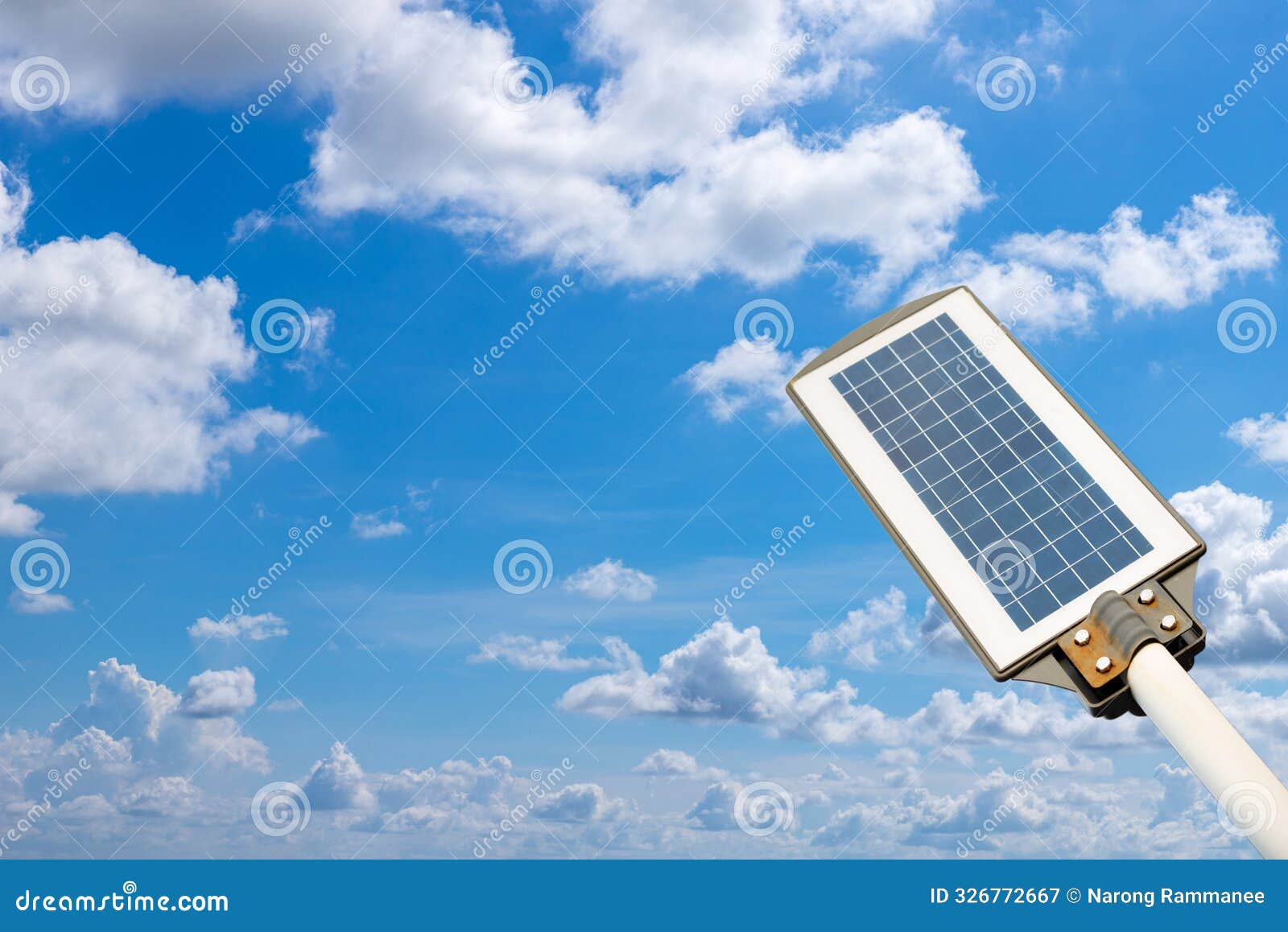 Solar Panel Led Lights and Blue Sky with Cloud Background Stock Image ...
