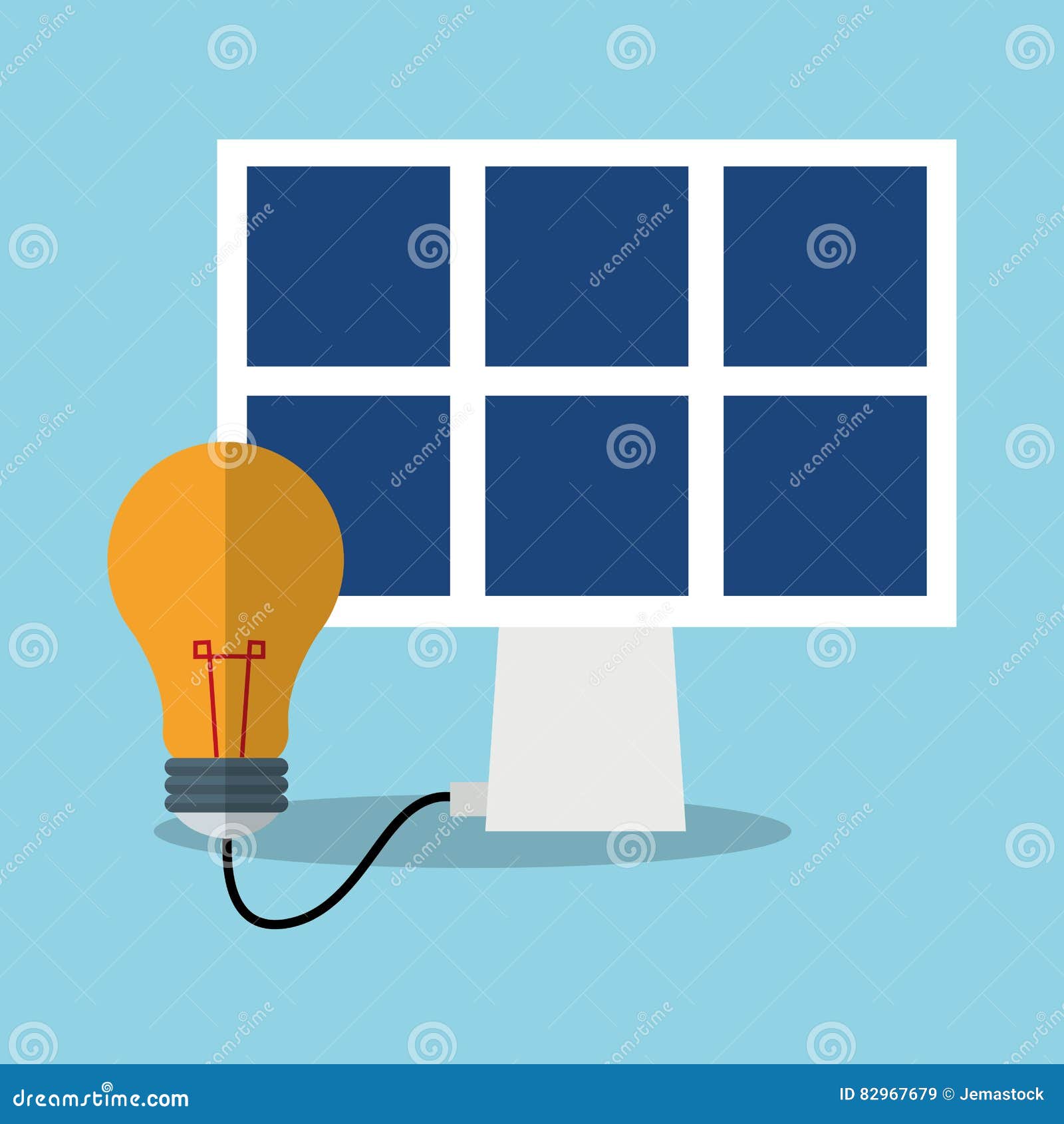 Solar Panel and Light Bulb Design Stock Vector - Illustration of ...