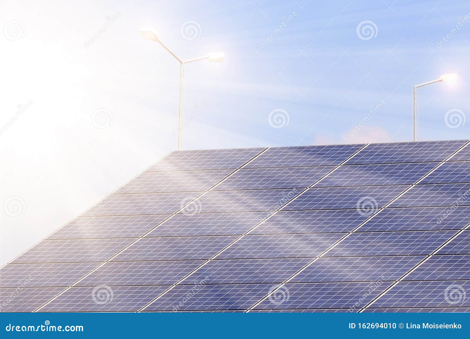 Solar Panel is Lit by the Rays of the Sun Stock Photo - Image of ...